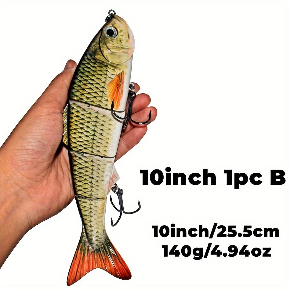 Fishing Lures 10inch 4 Section Swimbait Bait for Bass Catfish Muskie ...