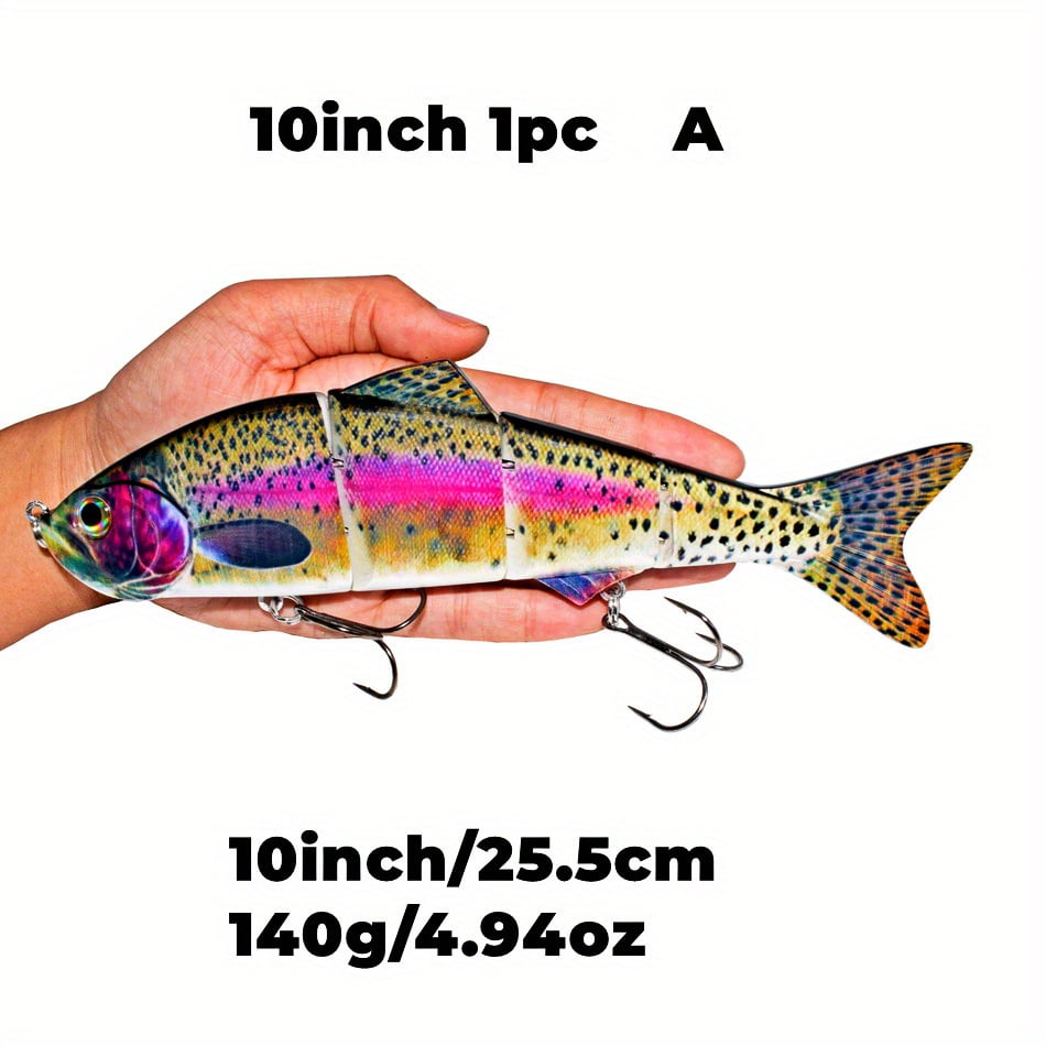 Fishing Lures 10inch 4 Section Swimbait Bait for Bass Catfish Muskie ...