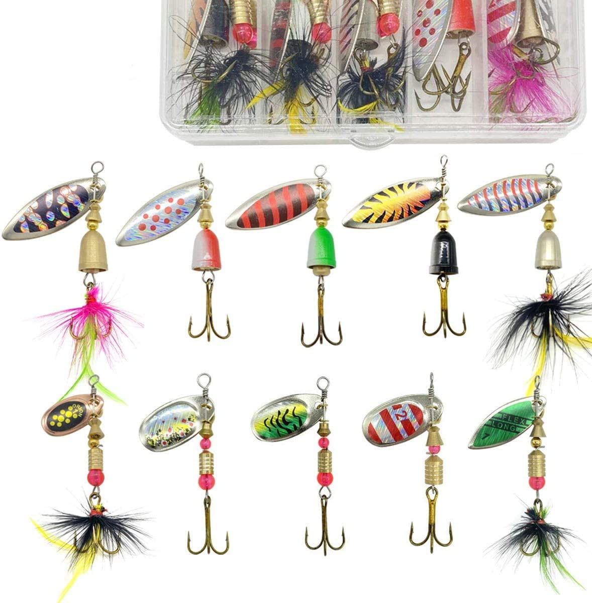 Fishing Lures 10pcs Spinner Lures ,Bass Lures Trout Lures Hard Metal ...