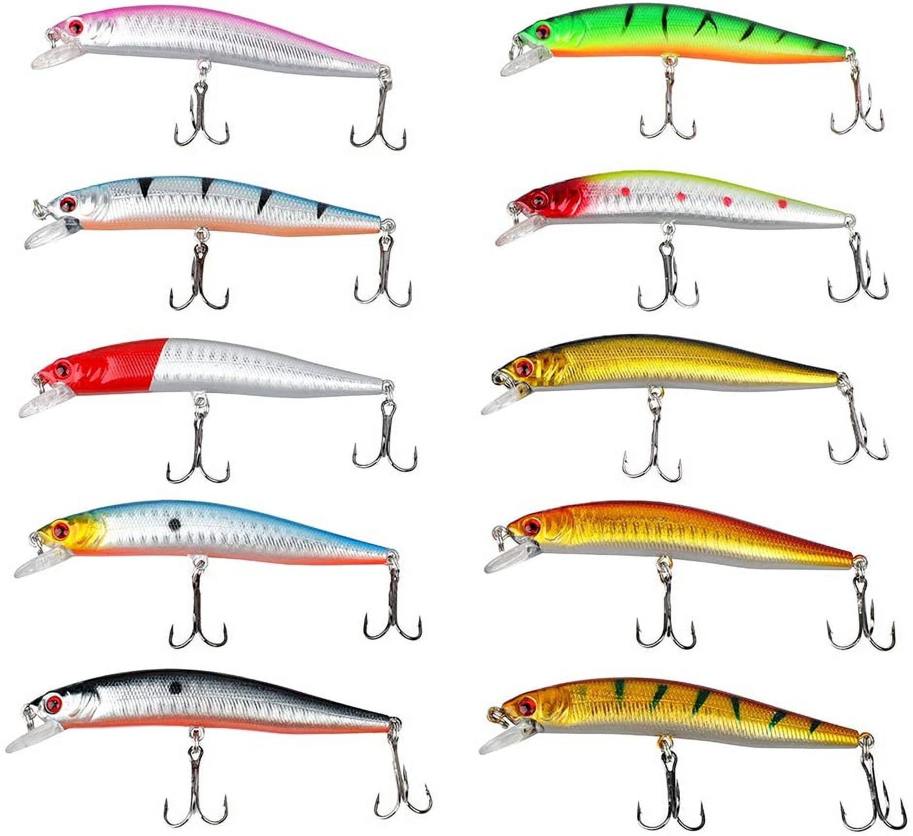 MONOBIN Fishing Lures Set, Realistic Crankbait, Steel Fishhook, 3D Eyes ...