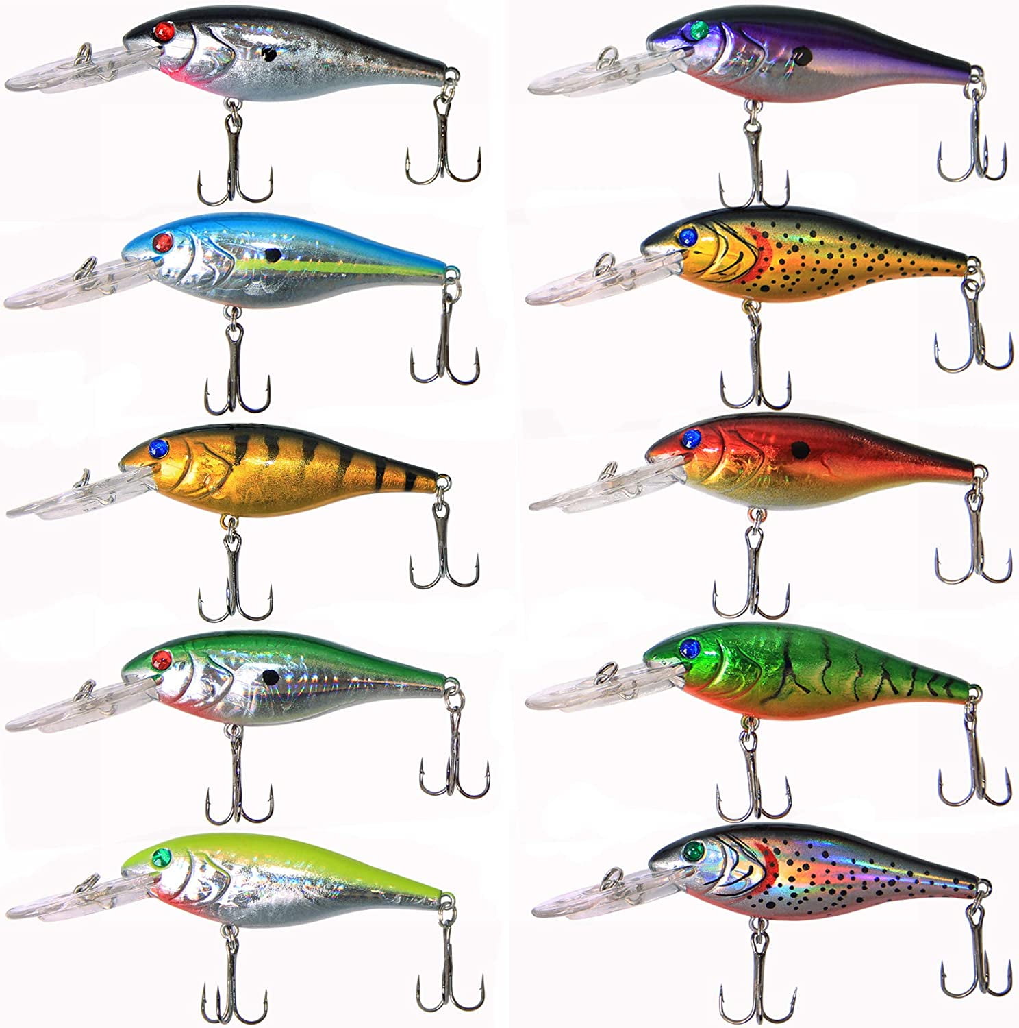 Fishing Lures Hard Baits 10pcs Minnow Lures Swimbait Crankbait Topwater ...