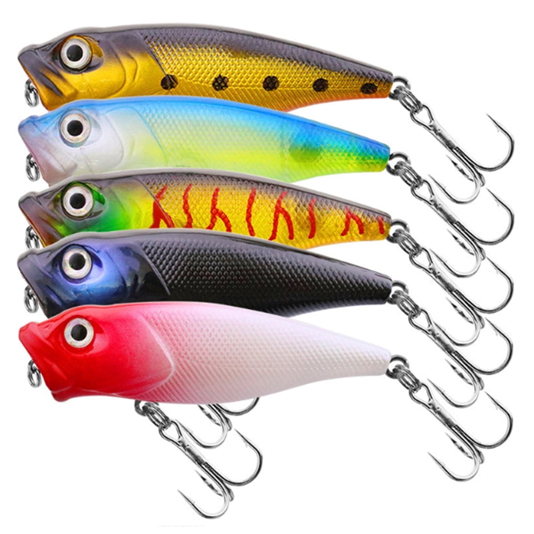 Fishing Lures Kit,Crankbaits,Popper Minnow Soft Plastic Fish,Topwater ...