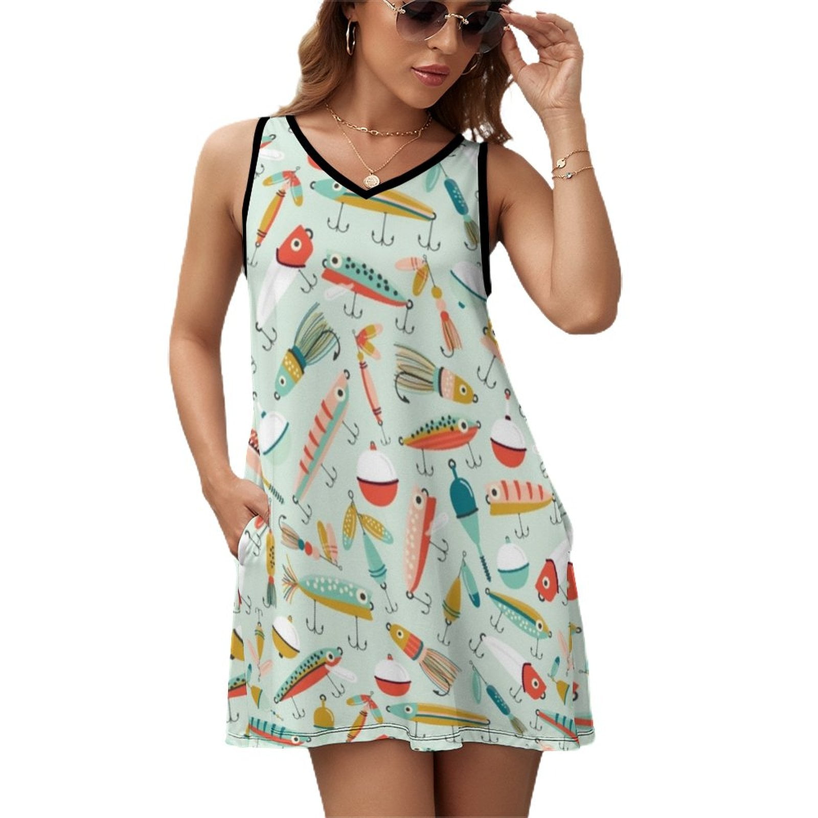 Fishing Lures Light Blue Sweetheart Knot Flared Dress Fashion Design ...