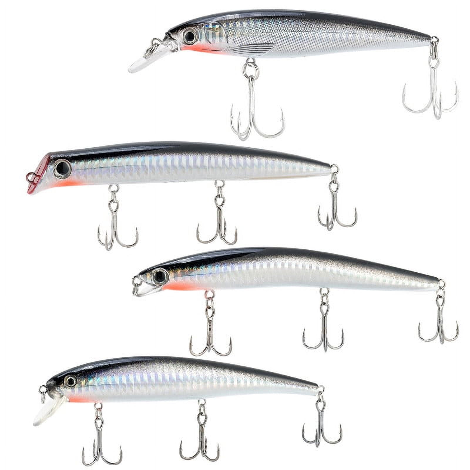 Fishing Lures Lot 4 Minnow Saltwater 5" Floating Chrome Surf Striper ...
