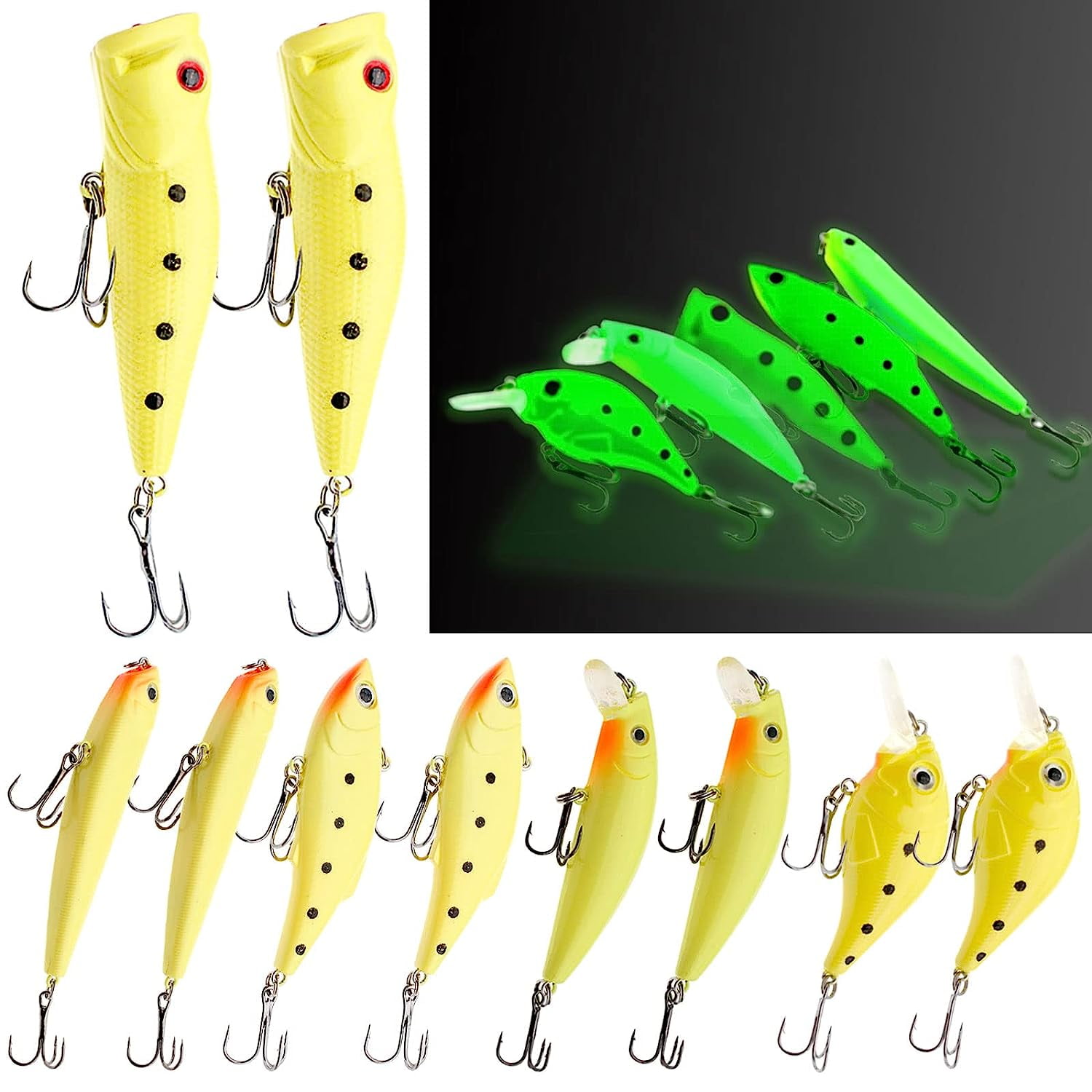 Fishing Lures, Minnow Popper Crank Baits Pencil Bass Trout Fishing ...
