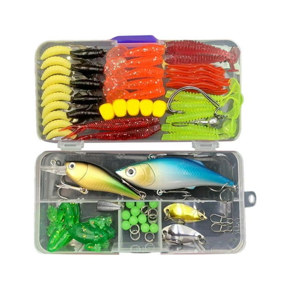 Fishing Lures Tackle Kit, 75Pcs Assorted Hard Soft Baits With Hooks ...