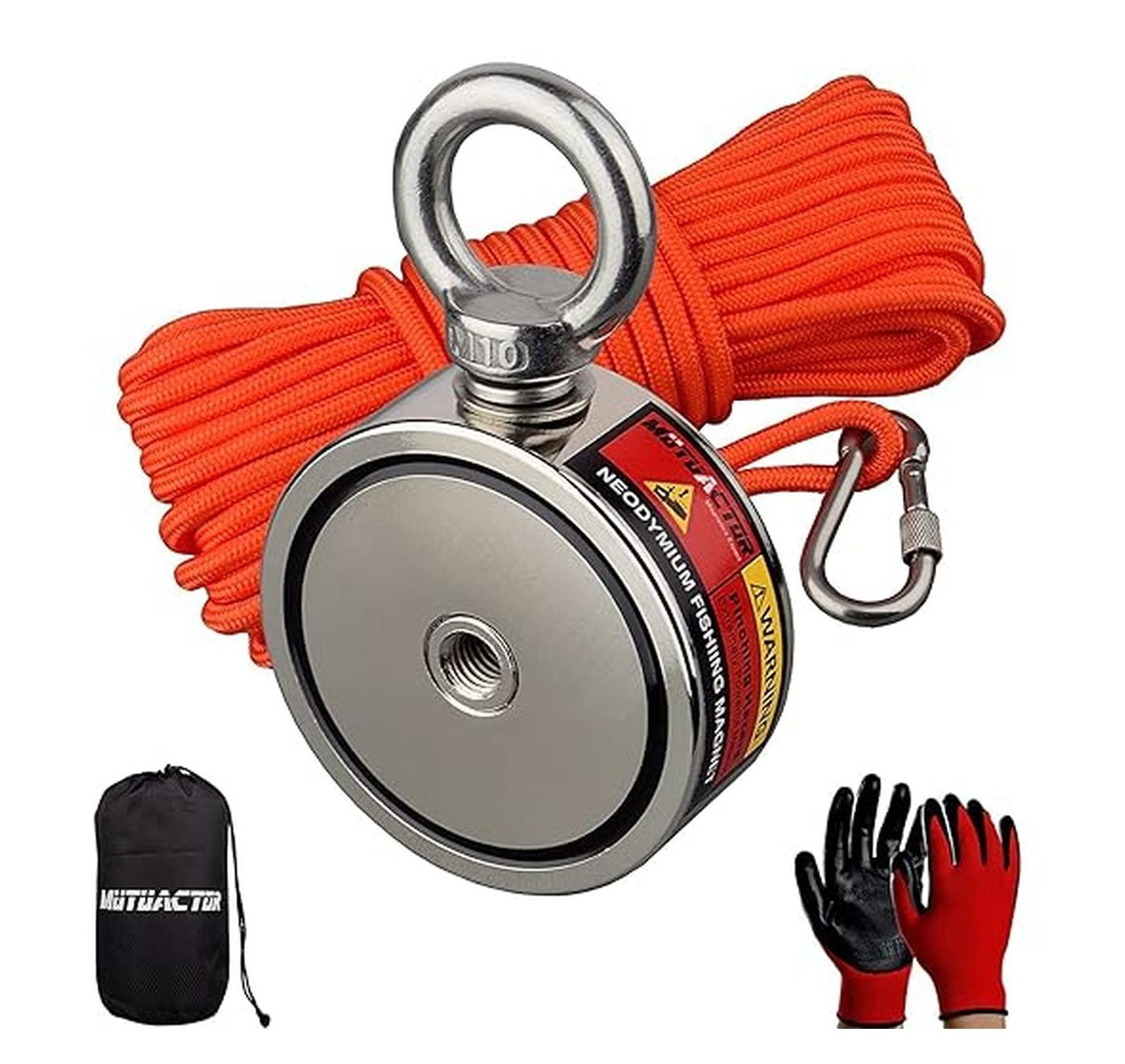 Fishing Magnet Double Sides Combined 1240lb Magnetic Pull Force, Heavy ...