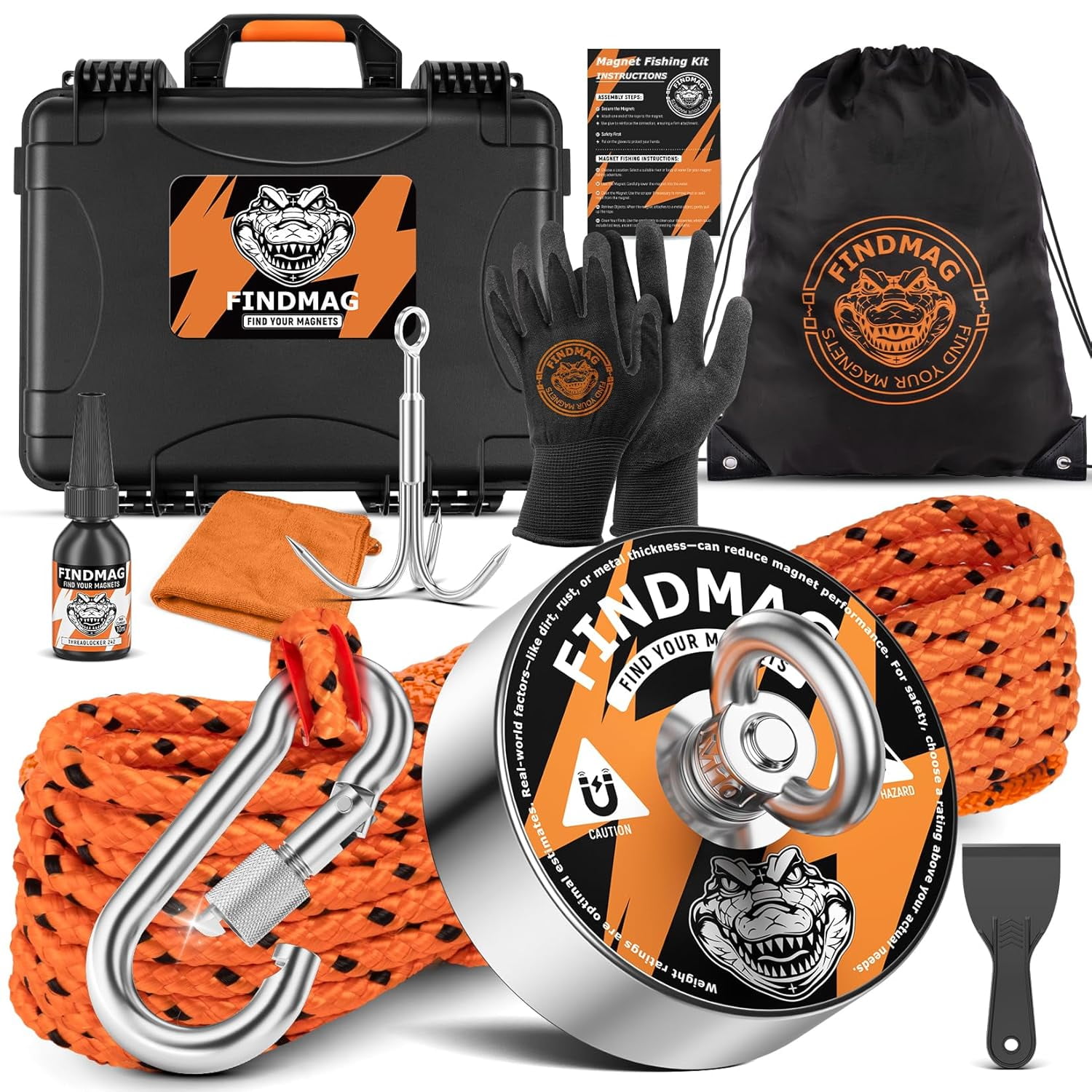 Fishing Magnet Kit Heavy Duty, Rare Earth Magnet with Countersunk Hole ...