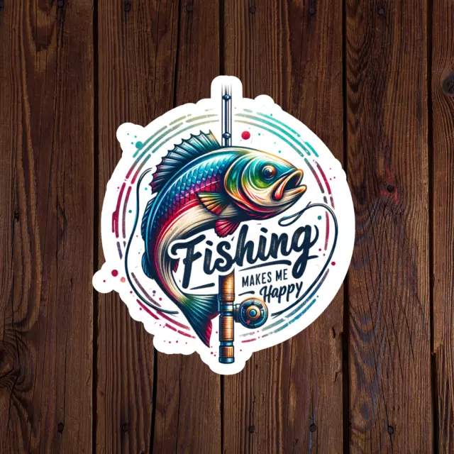Fishing Makes Me Happy Sticker Largemouth Bass Journal Laptop Sticker ...
