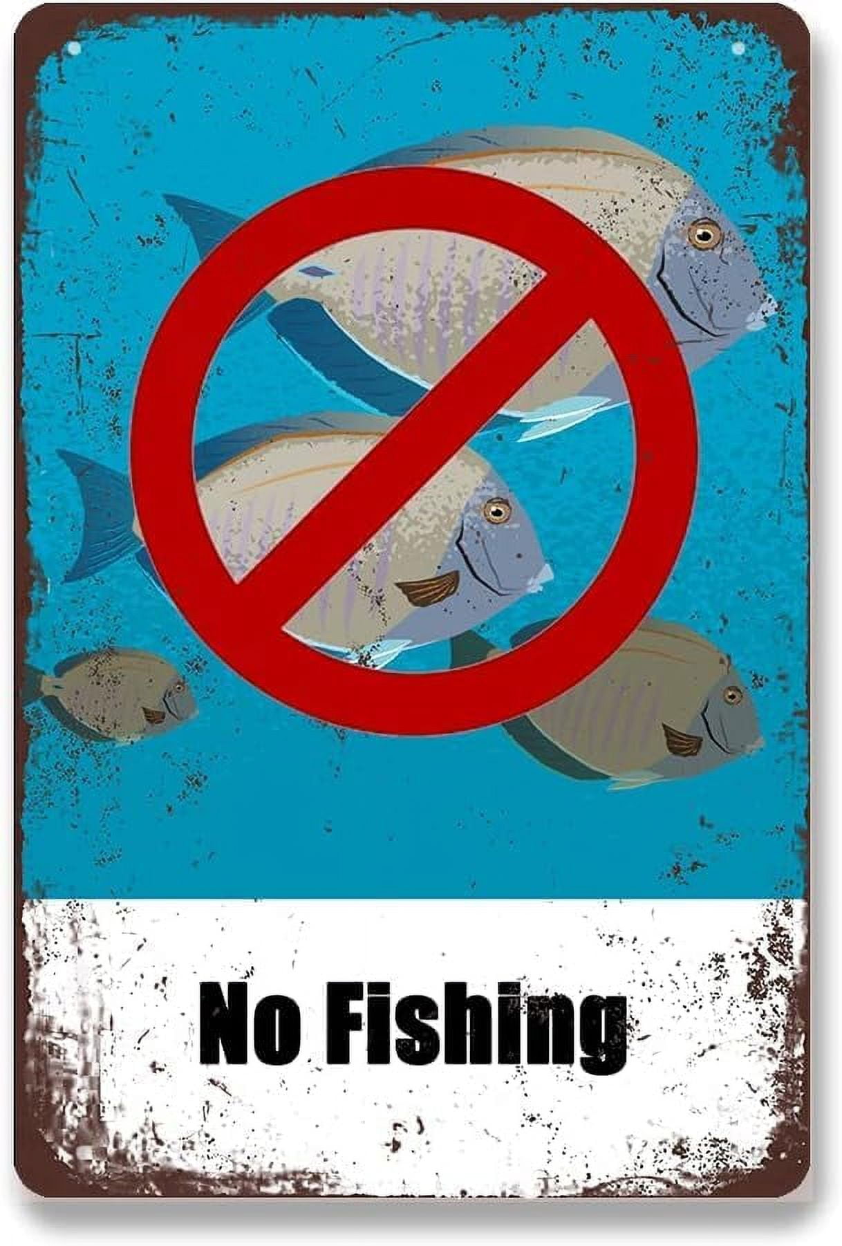 No Fishing Marine Tin Metal Sign Retro Poster Simple Wall Mural ...