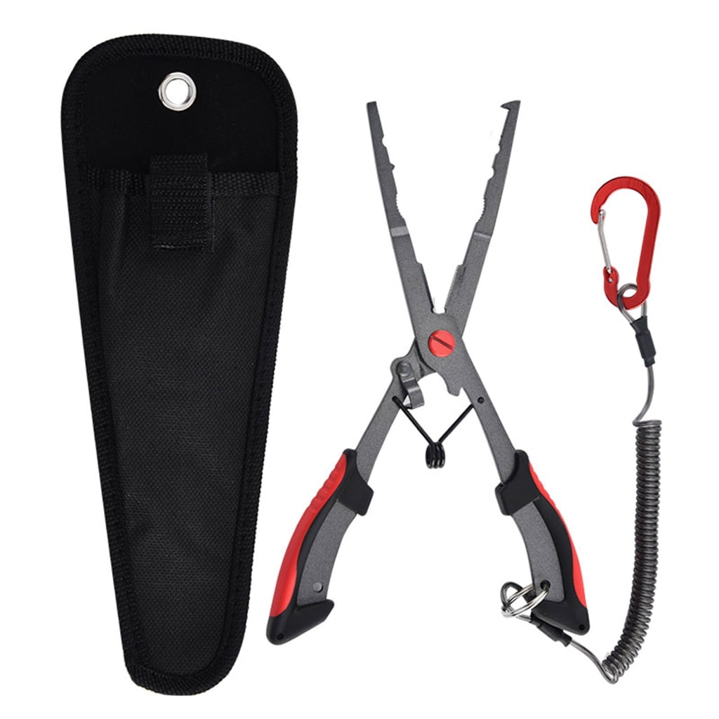 Fishing Multitool Fishing Pliers with Sheath and Coiled Lanyard Line ...