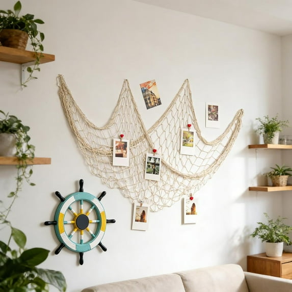 Fishing Net Decoration Nautical Theme Wall Hanging Decor for Living ...