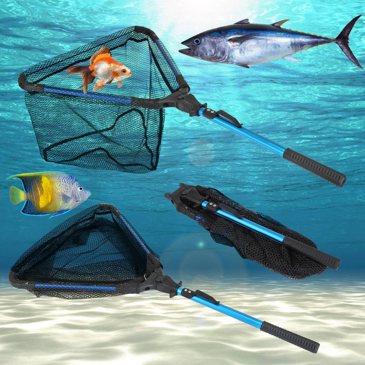 Fishing Net Fish Landing Net, Foldable Collapsible Telescopic Pole ...