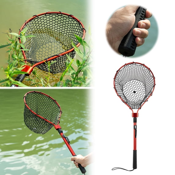 Fishing Net Foldable Landing Net - Lightweight Aluminum Alloy Pole with ...