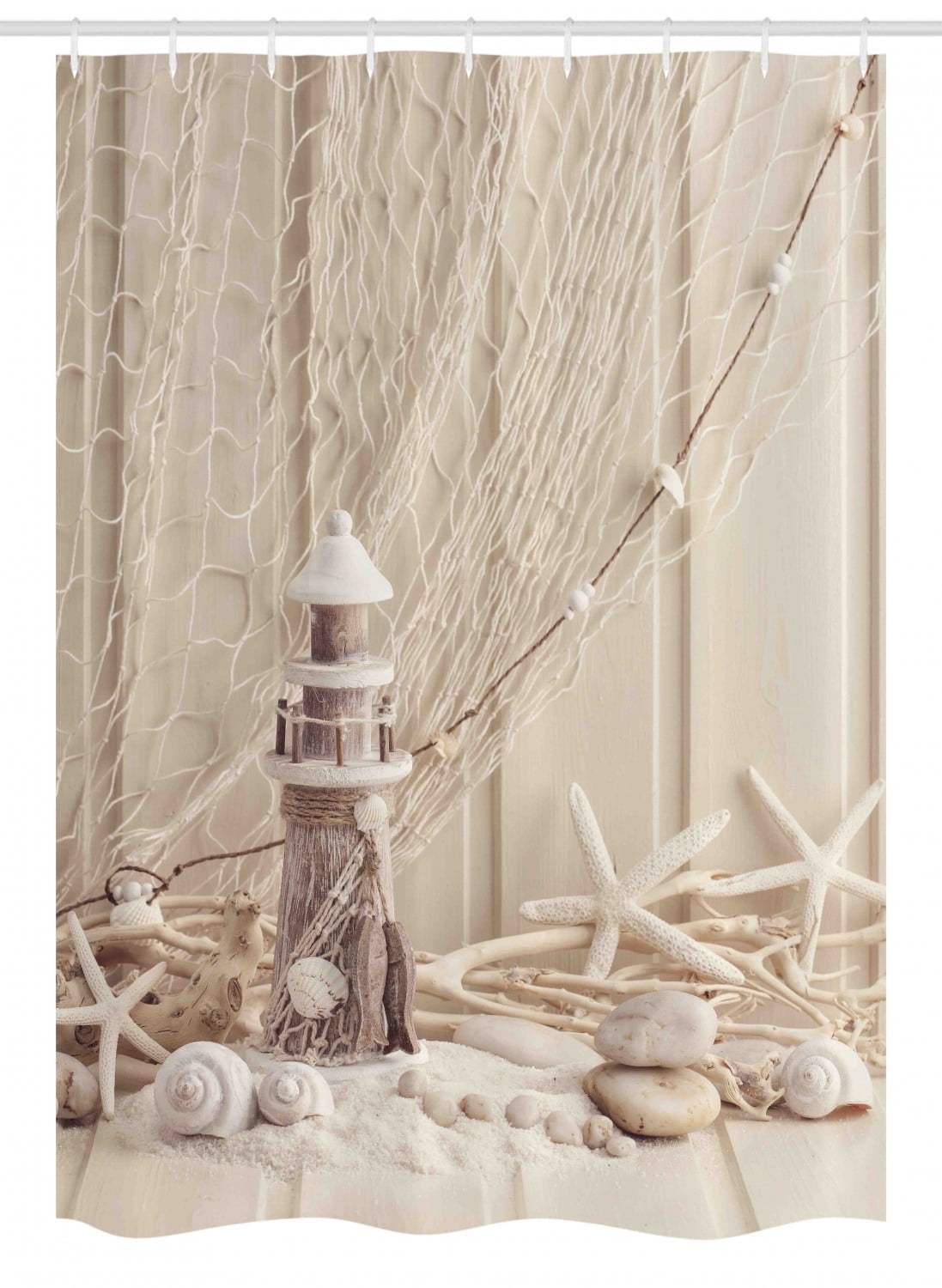 Fishing Net Stall Shower Curtain, Marine Theme with Sea Stars And ...