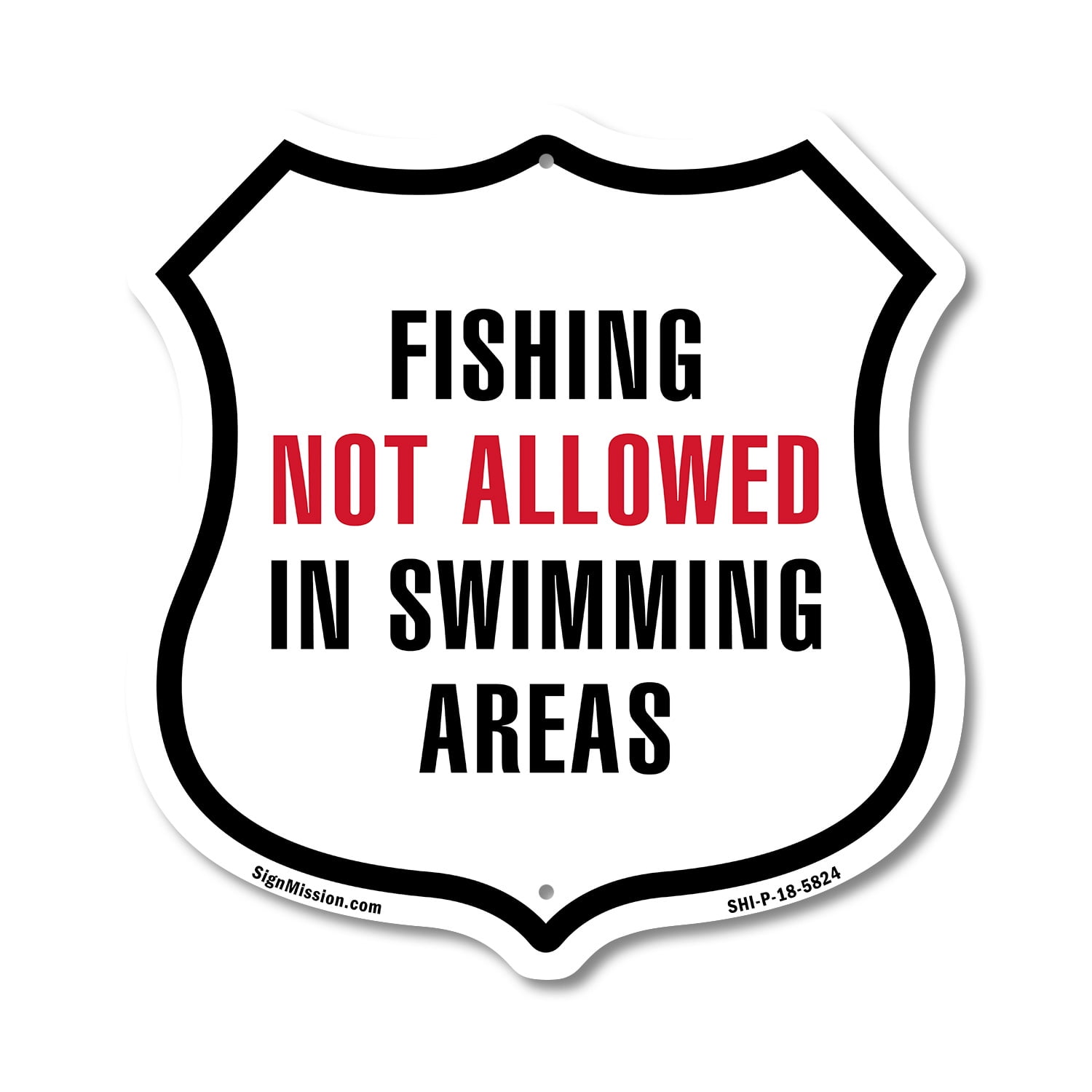 Fishing Not Allowed in Swimming Areas (2 Pack) 6 inch X 6 inch Shield ...