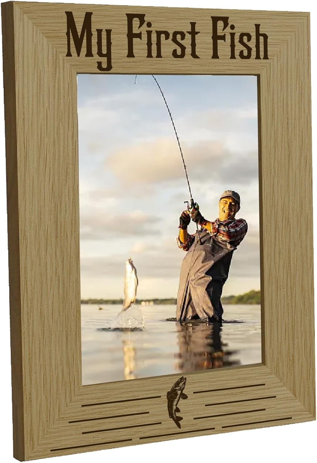 Fishing Photo Frame My First Fish Picture Frame Wood Engraved Picture ...