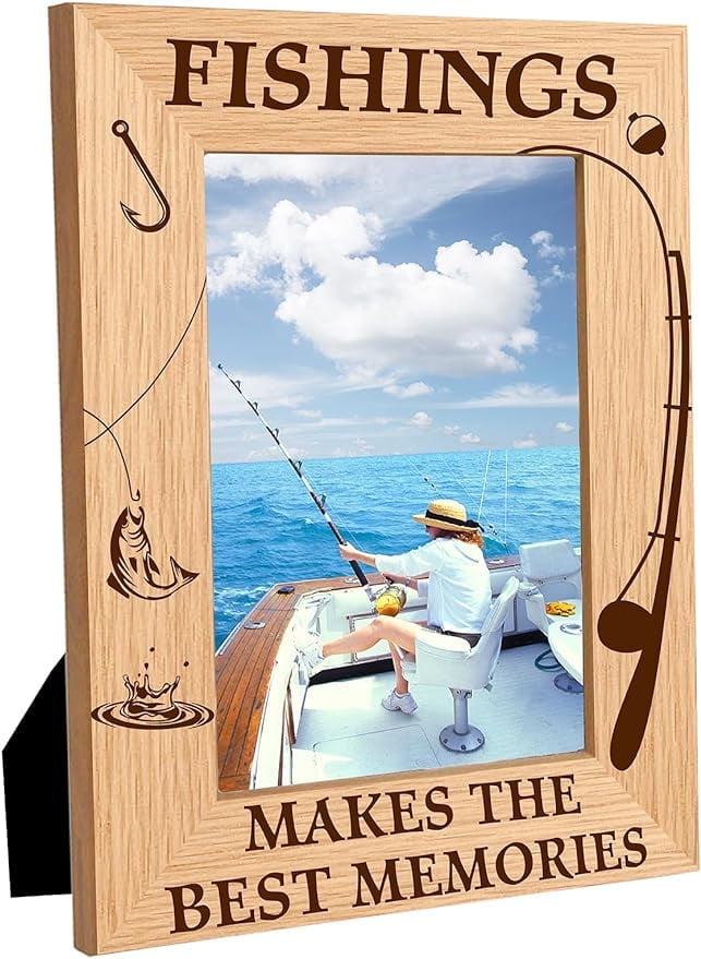 Fishing Picture Frame Wood Photo Frames Engraved Display Wooden ...