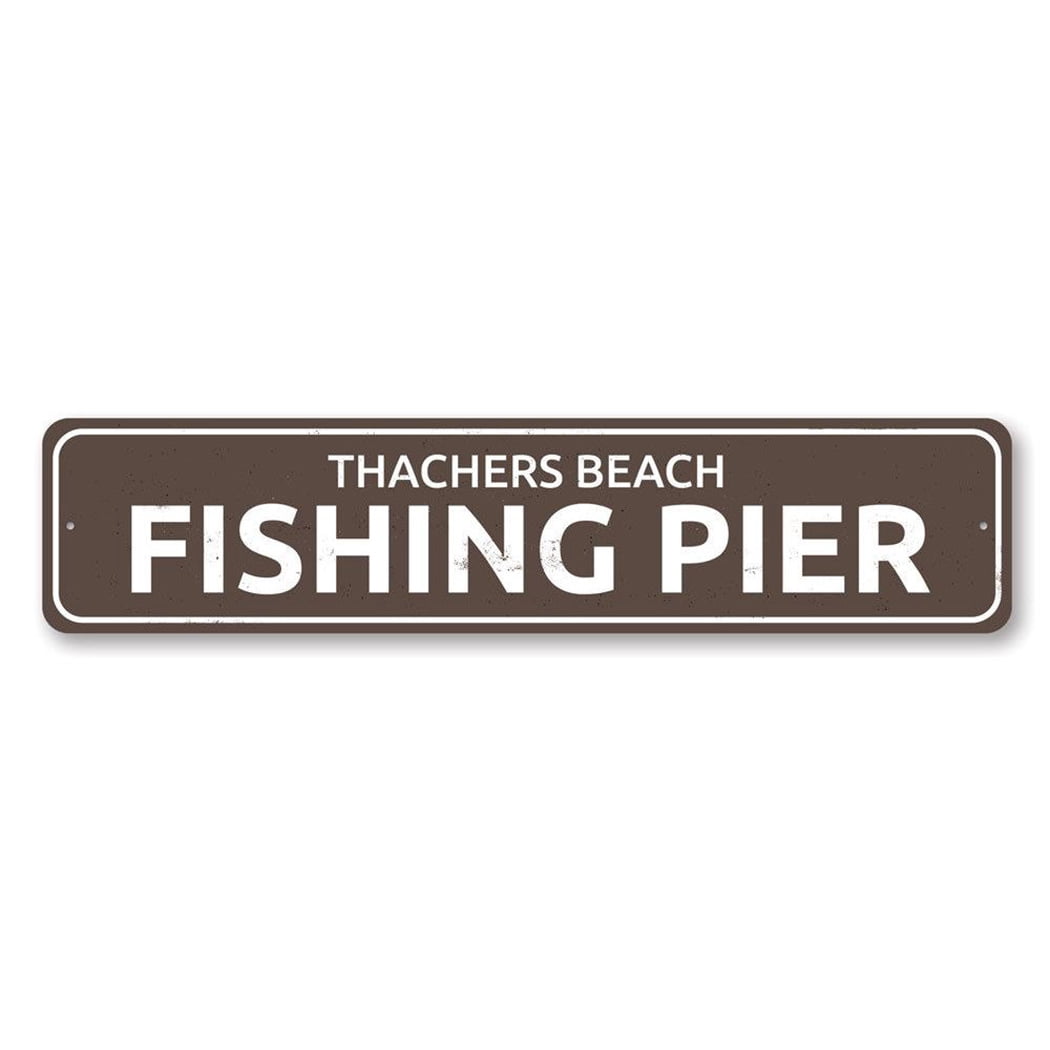 Fishing Pier Beach House Sign Beach Aluminum Metal Decor Sign - 4x18 ...