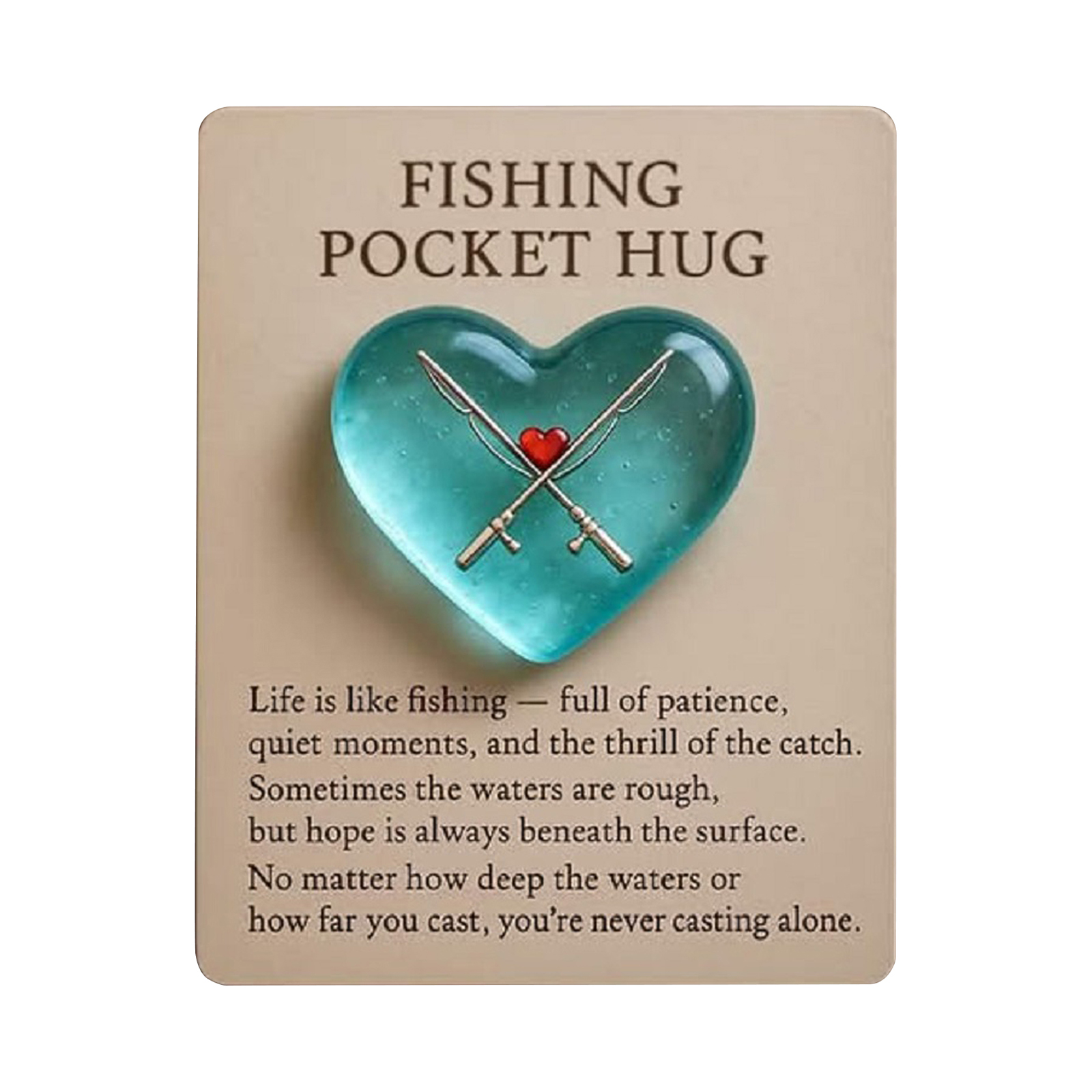 Fishing Pocket Hug - Acrylic Heart Shape Token with Fishing Theme, Gift ...