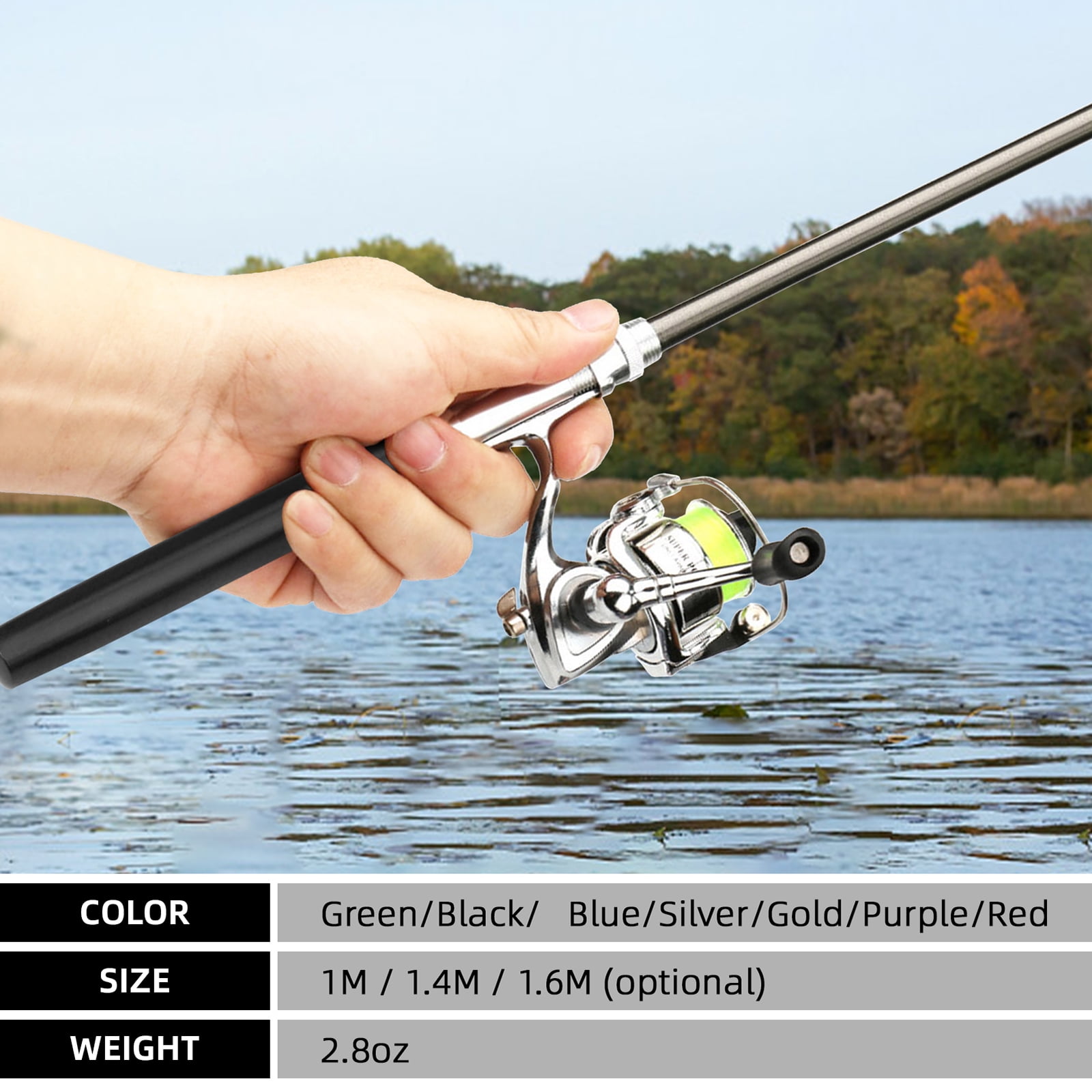 Fishing Pole,Pen Pole Kit Pocket Collapsible Rod Pole Kit Rod Rookin ...