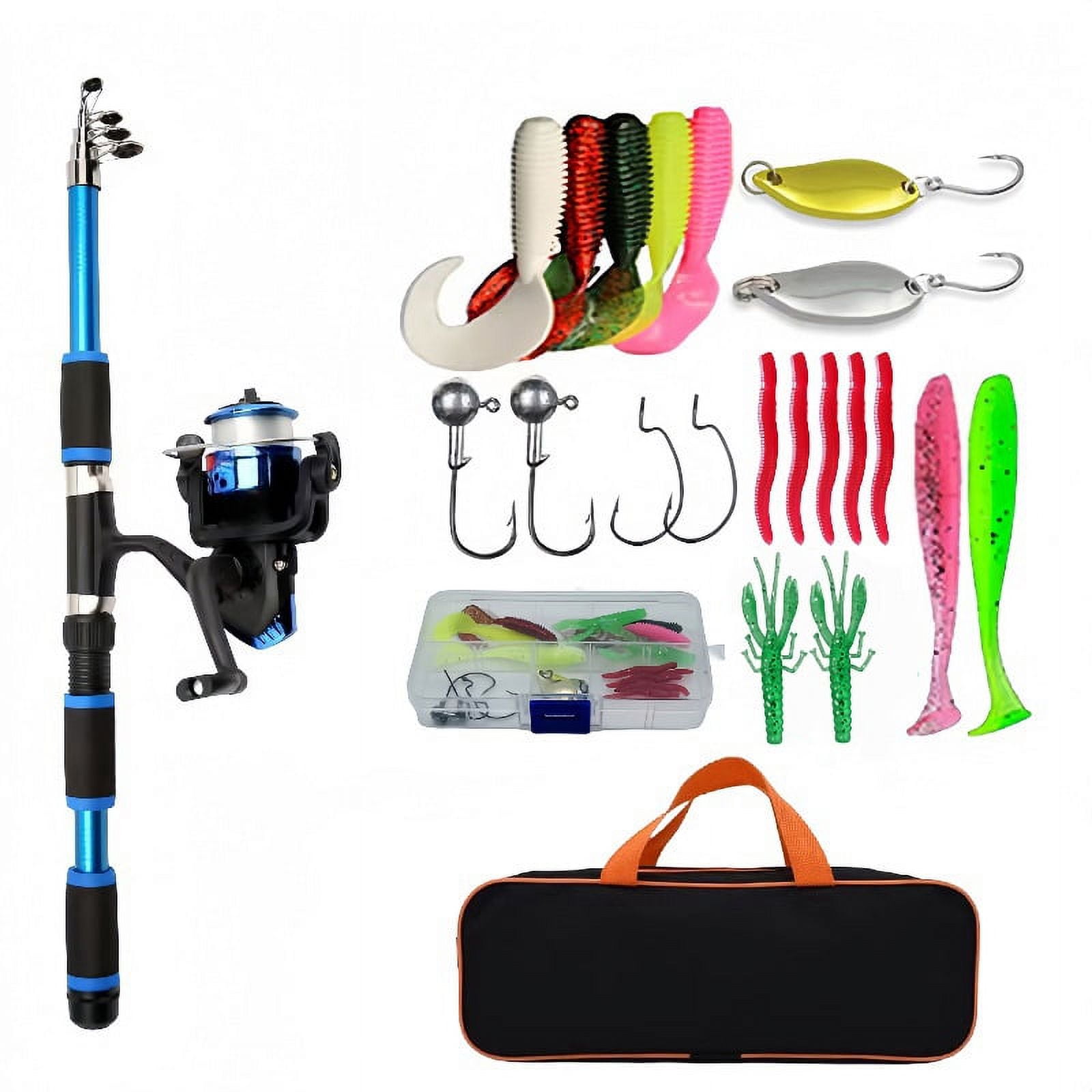Fishing Pole Set Full Kits With Telescopic Fishing Rod And Spinning ...