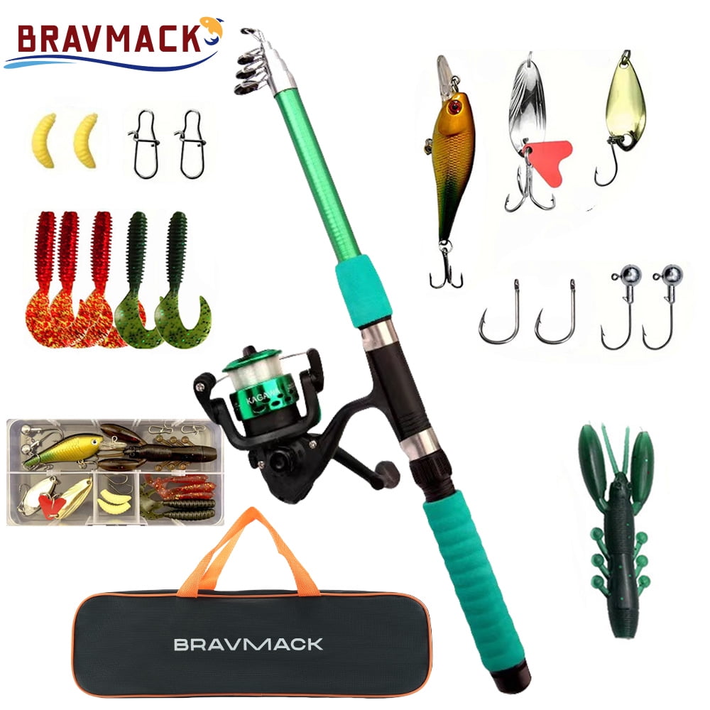 Fishing Pole Set Full Kits With Telescopic Fishing Rod And Spinning ...