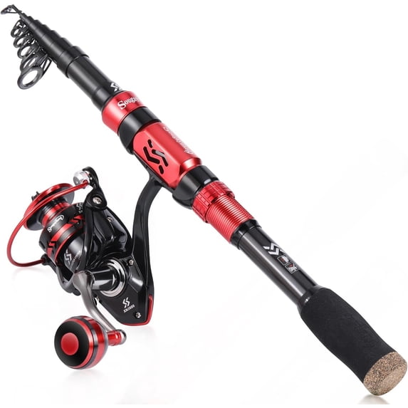 Fishing Pole with Spinning Reel Portable Fishing Rod Reel Combos ...
