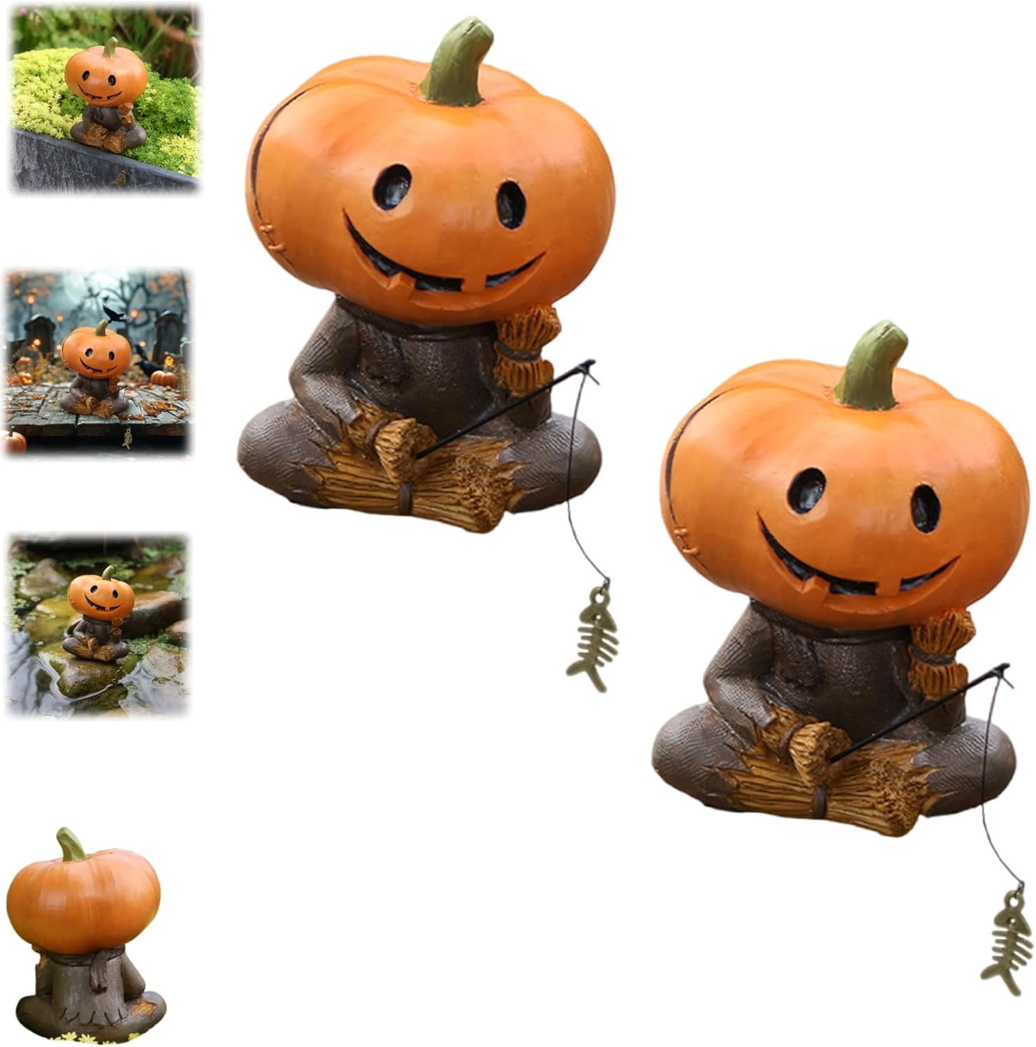 Fishing Pumpkin Head Mummy Statue,Halloween Fishing Pumpkin Head Mummy ...