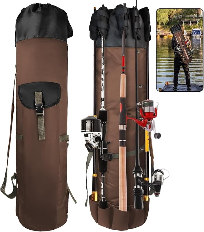 Fishing Rod Bag, Fish Pole Case Bag with Durable Folding Oxford Fabric ...