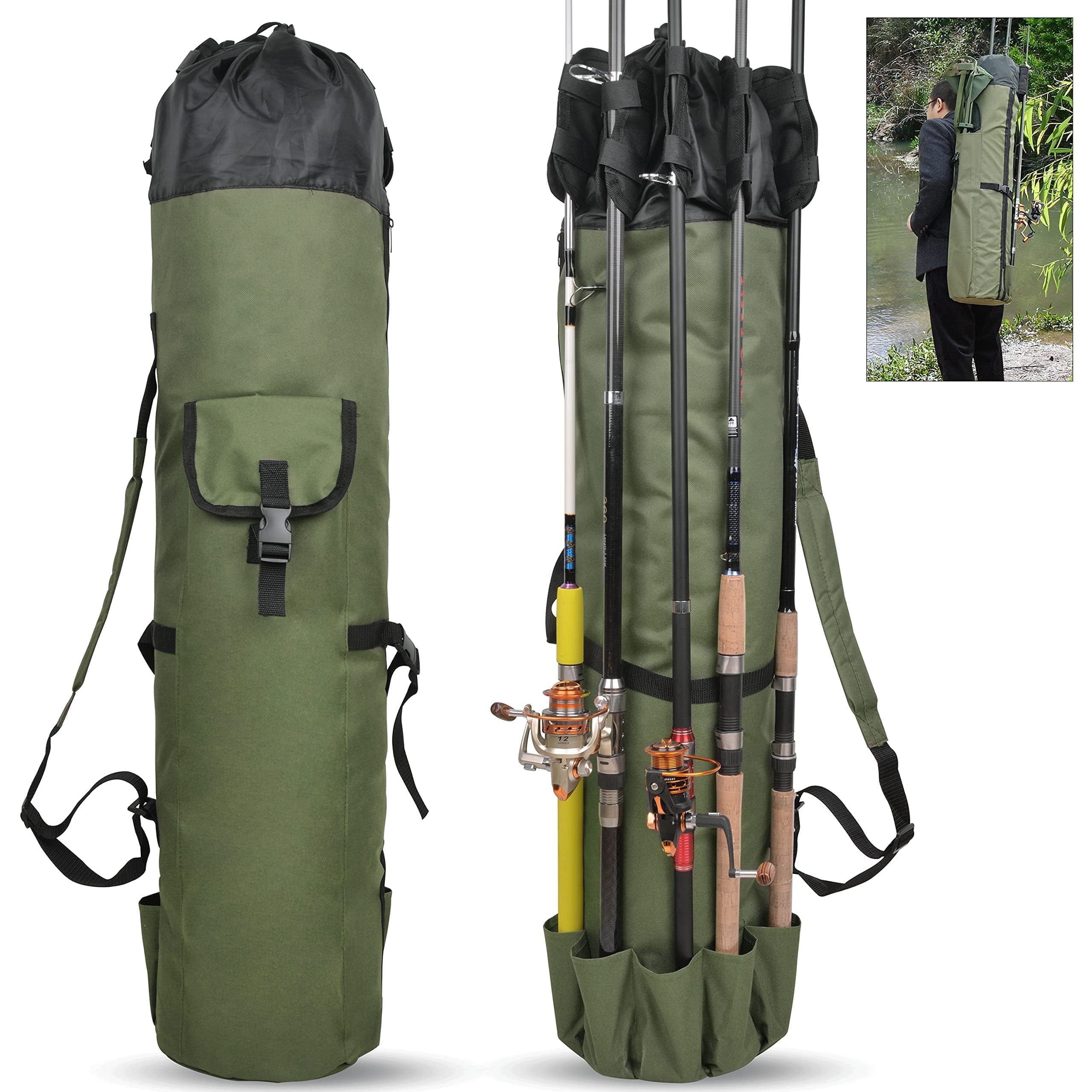 Fishing Rod Bag Pole Holder, Portable Fishing Rod Case Carrier Canvas ...