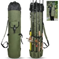 Canvas Fishing Rod Bag Carrier - Travel Case with Large Storage Space, Easy to Fasten, Carrying ...