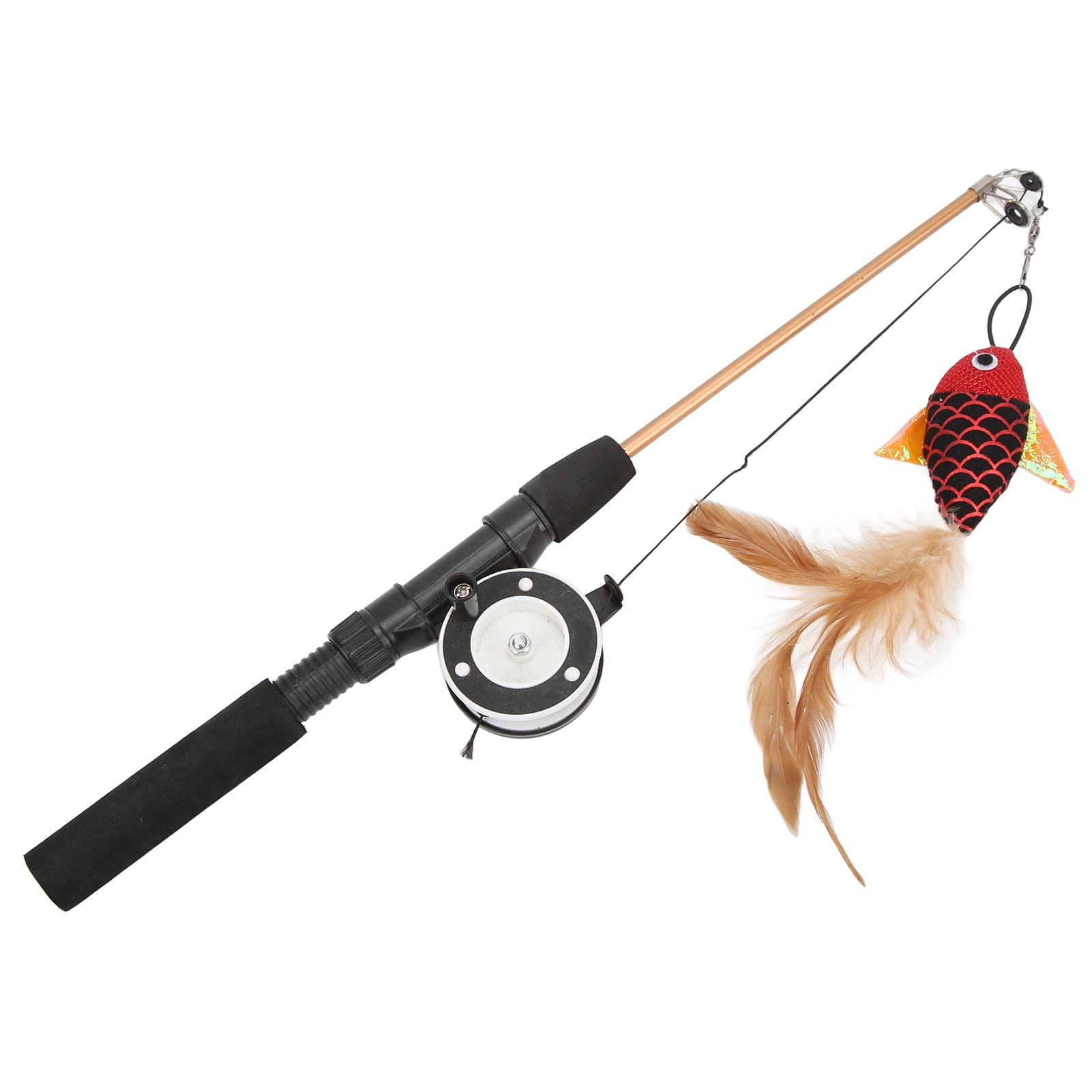 Fishing Rod Cat Toy, Pulley Telescopic Fishing Rod Cat Toy Manual Reel ...