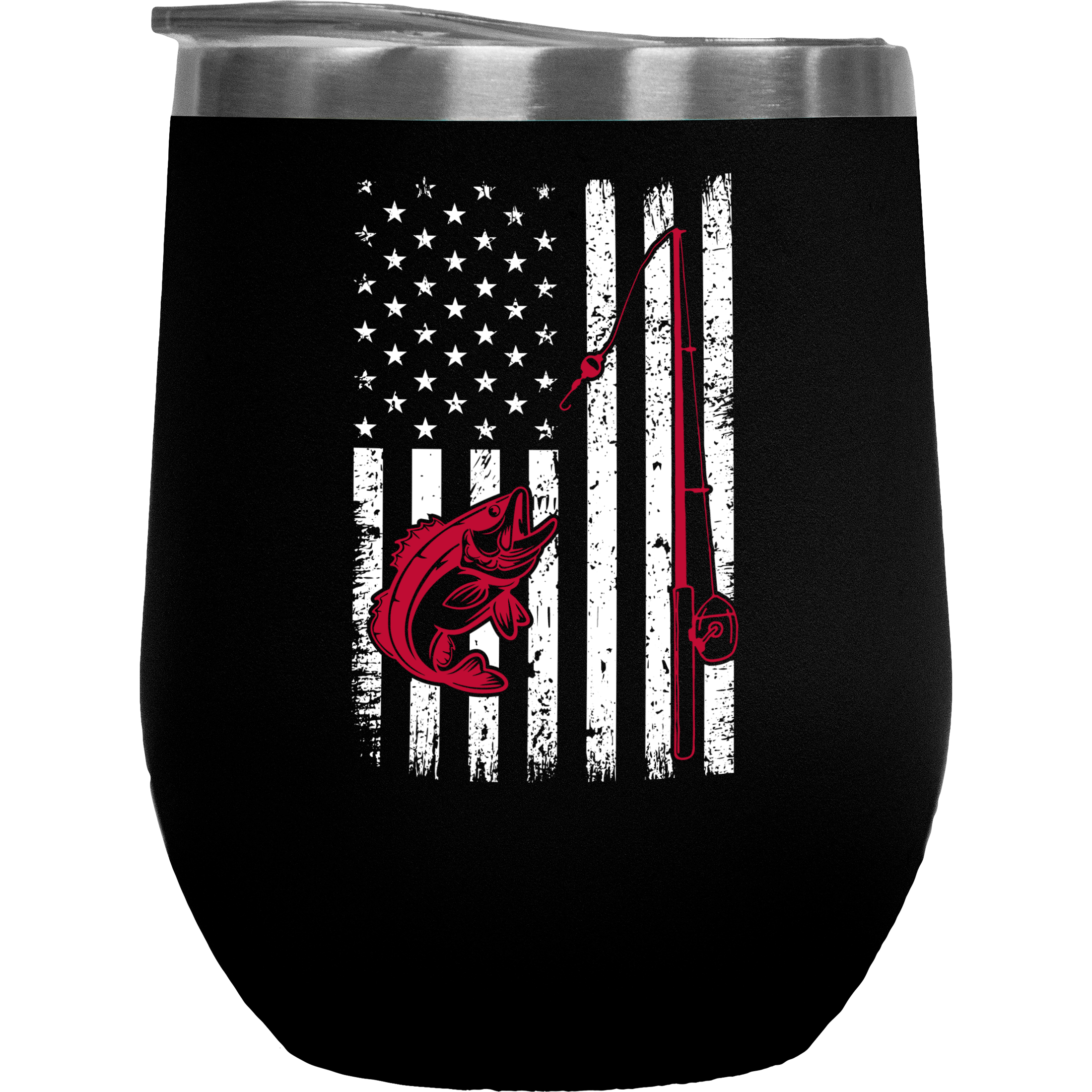 Fishing Rod, Fish and USA Flag, Fishing Enthusiast or Lover American ...