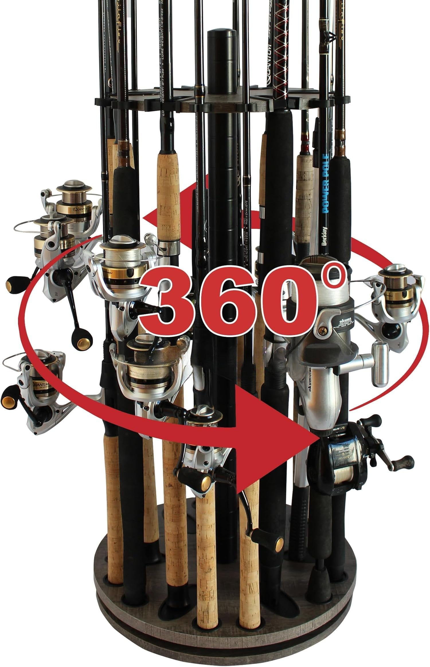 Fishing Rod Holder - 360 Spinning Rack for Garage Organization and ...