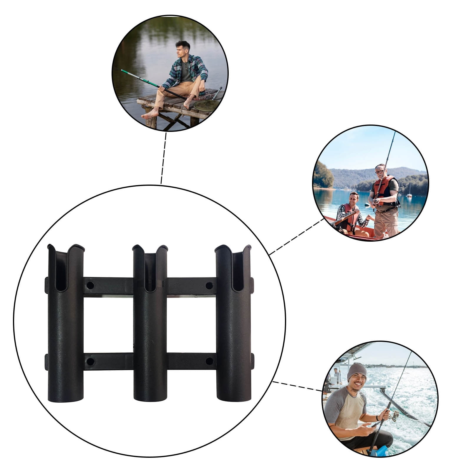 Fishing Rod Holder Bracket 3 Rods Tube Plastic Fishing Rod Racks Holder ...