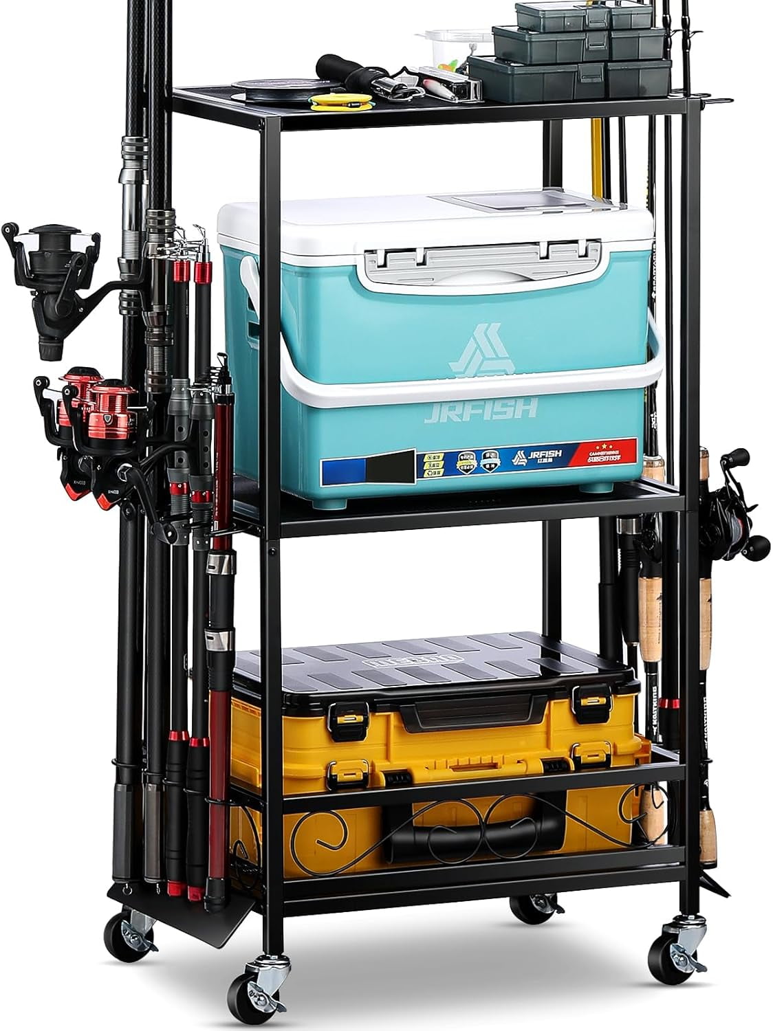 Fishing Rod Holder - Fishing Pole Rack for 10 Rods - Adjustable Height ...