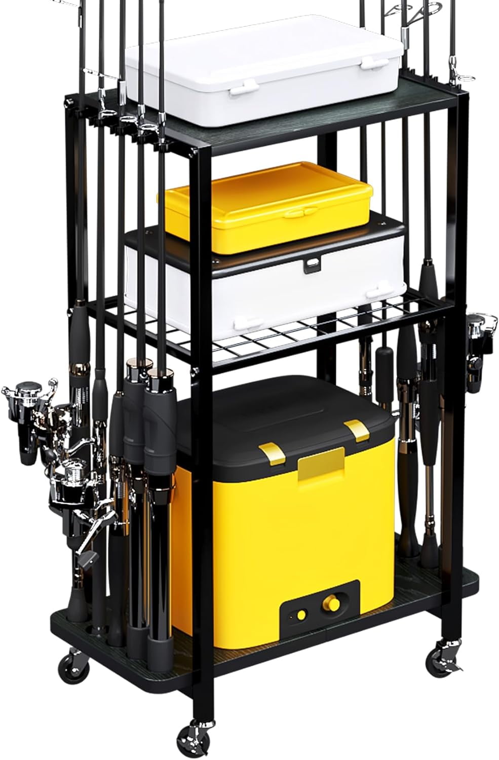 Fishing Rod Holder for Garage, Fishing Pole Rack Cart 10 Rod Fit All ...