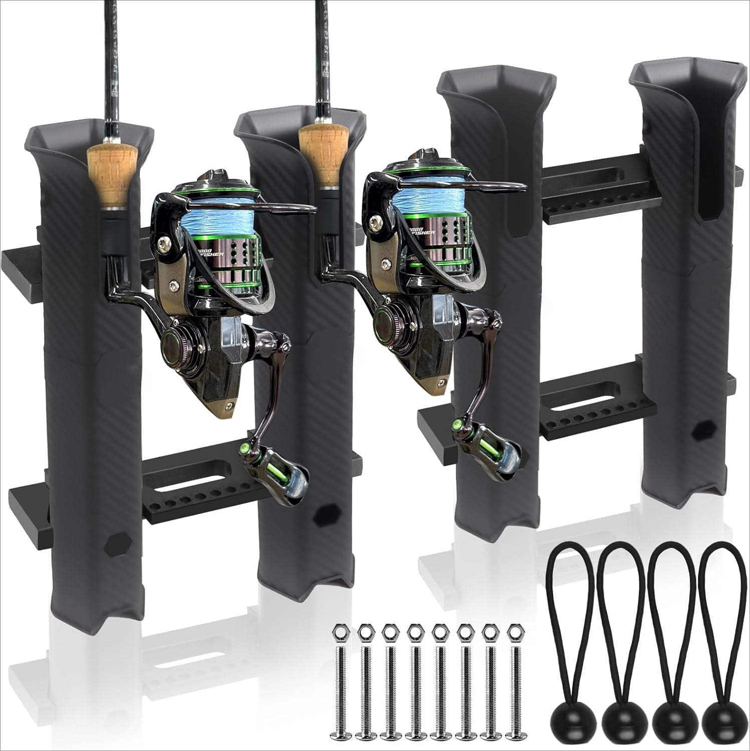 Fishing Rod Holder, Rod Holder Rack with 6-Inch Ball Bungee Cords and ...