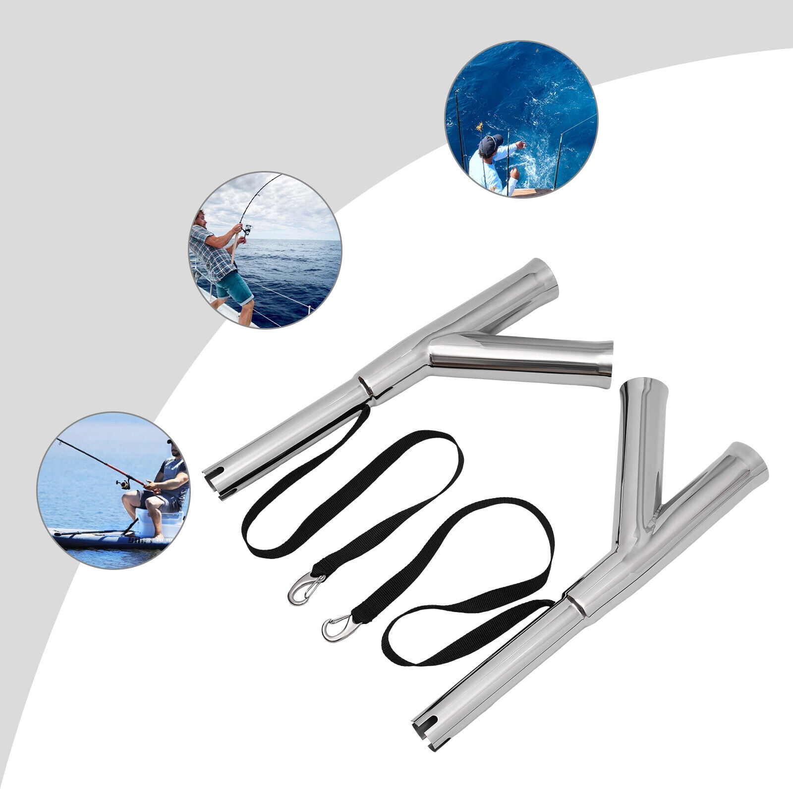 Fishing Rod Holder, Stainless Steel Rod Holder Silver 2 Pieces Kit 304 ...