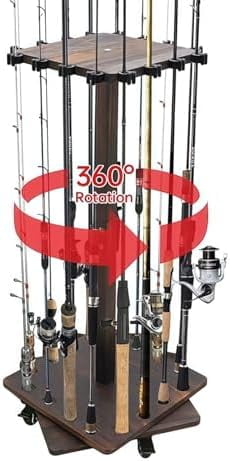 Fishing Rod Holders Up to 16 Rods,360° Rotating Stand with 4 Lockable ...