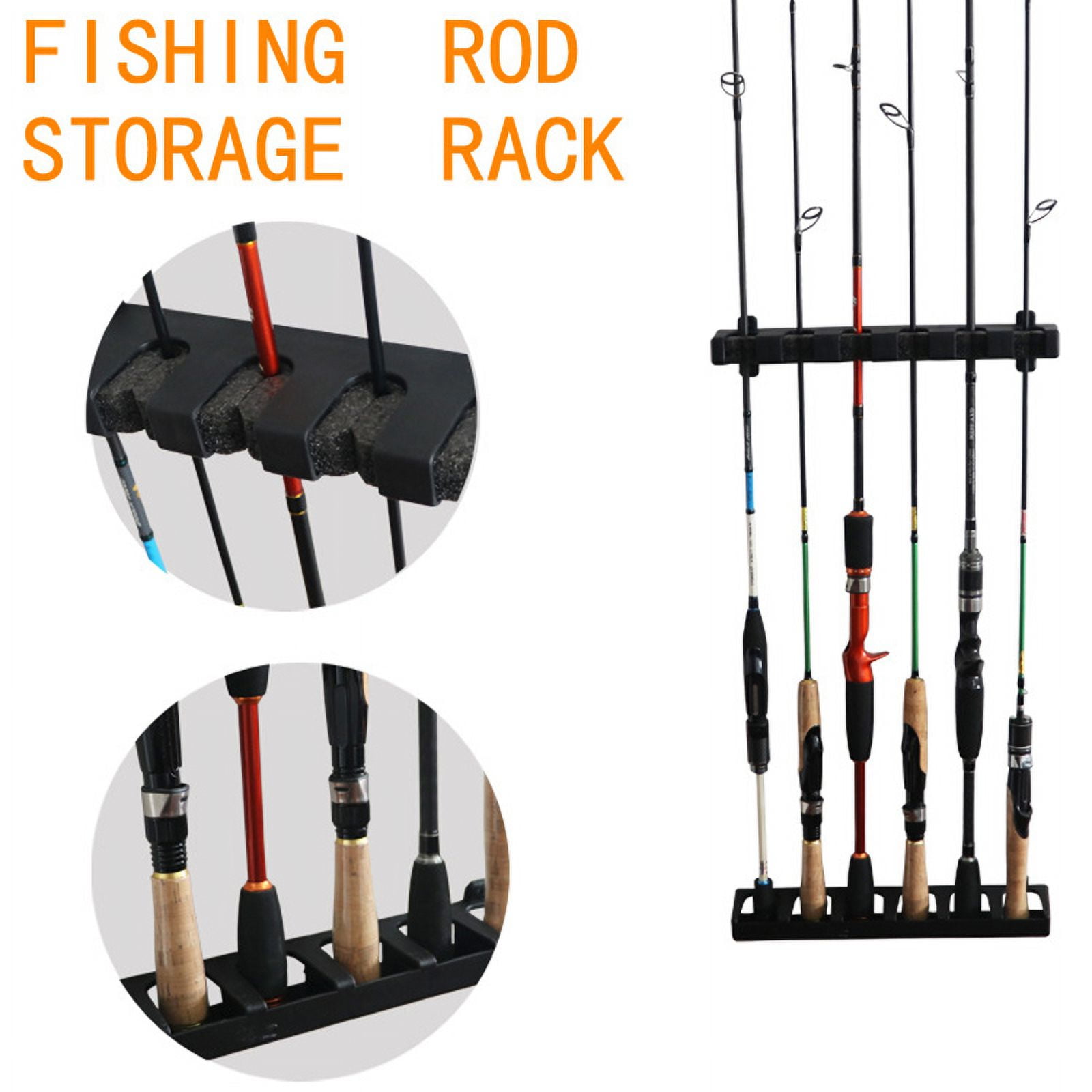 Fishing Rod Holders 6-Rod Rack Vertical Pole Holder Wall Mount Modular ...