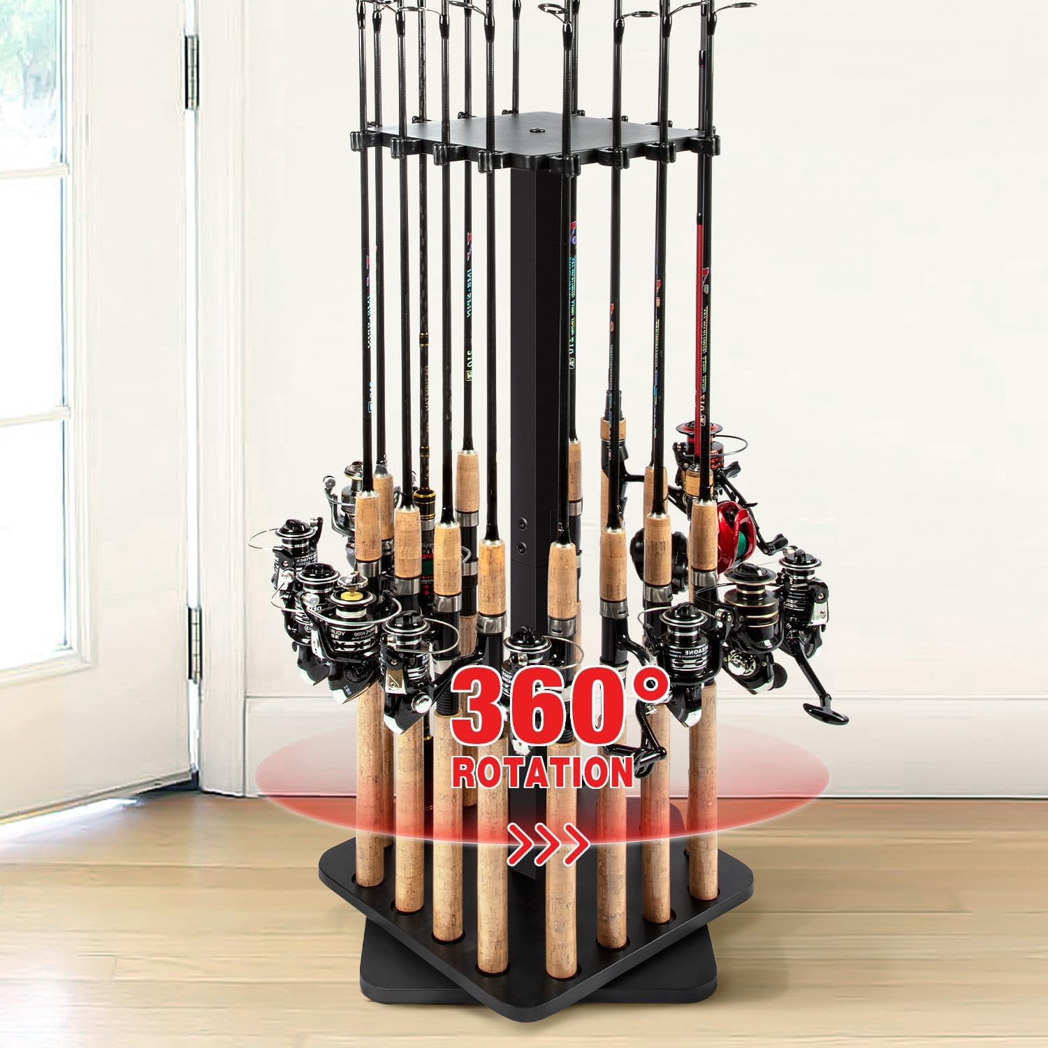 Fishing Rod Holders for Garage 360 Degree Rotating Fishing Pole Rack ...