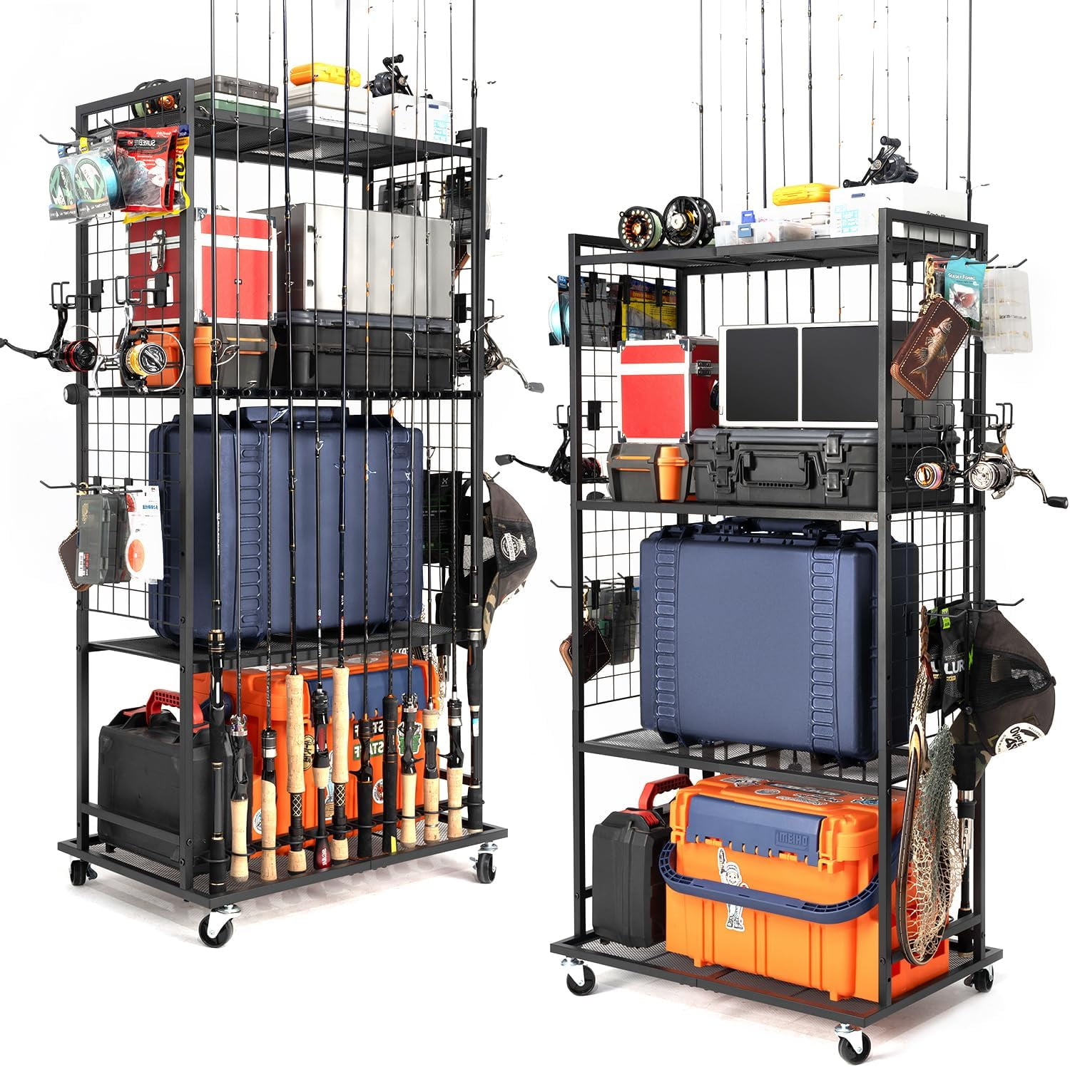 Fishing Rod Holders for Garage, 4 Tier Adjustable Fishing Pole Holders ...