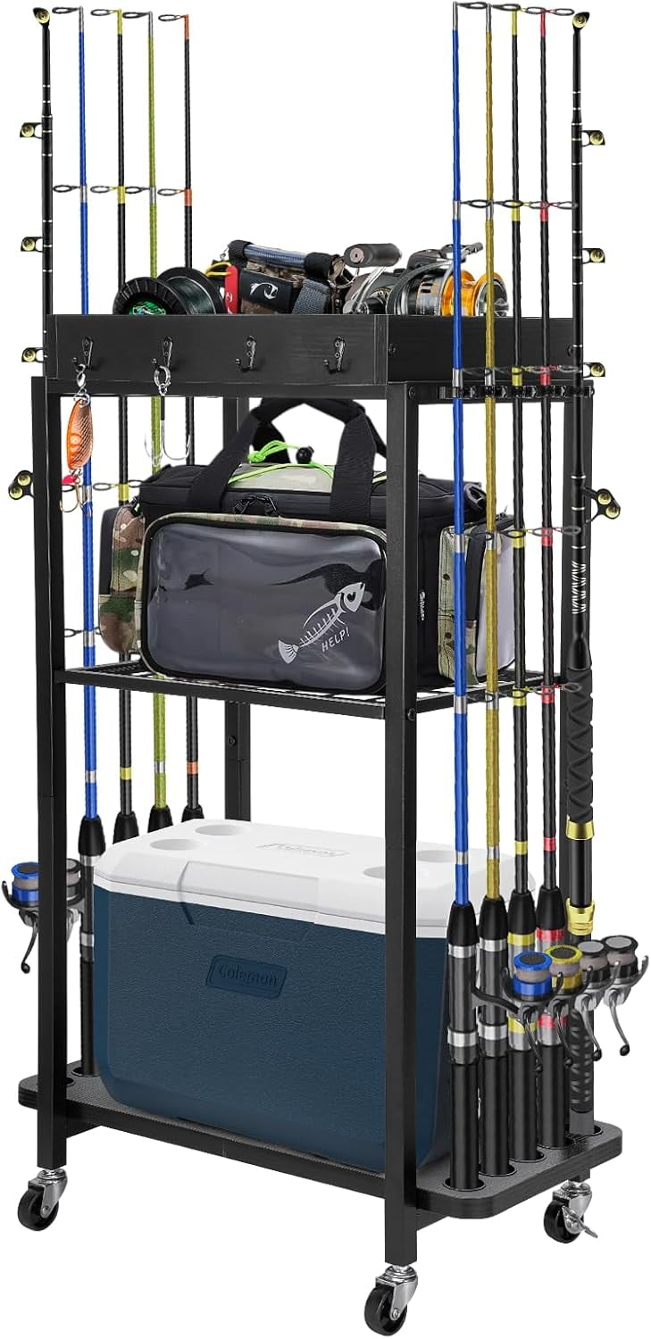 Fishing Rod Holders for Garage, Fishing Pole Storage Rack Vertical with ...