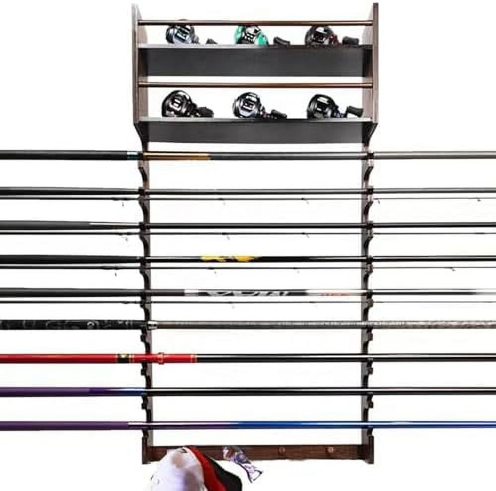 Fishing Rod Holders Wall-mounted Bamboo Material Fishing Rod Rack ...