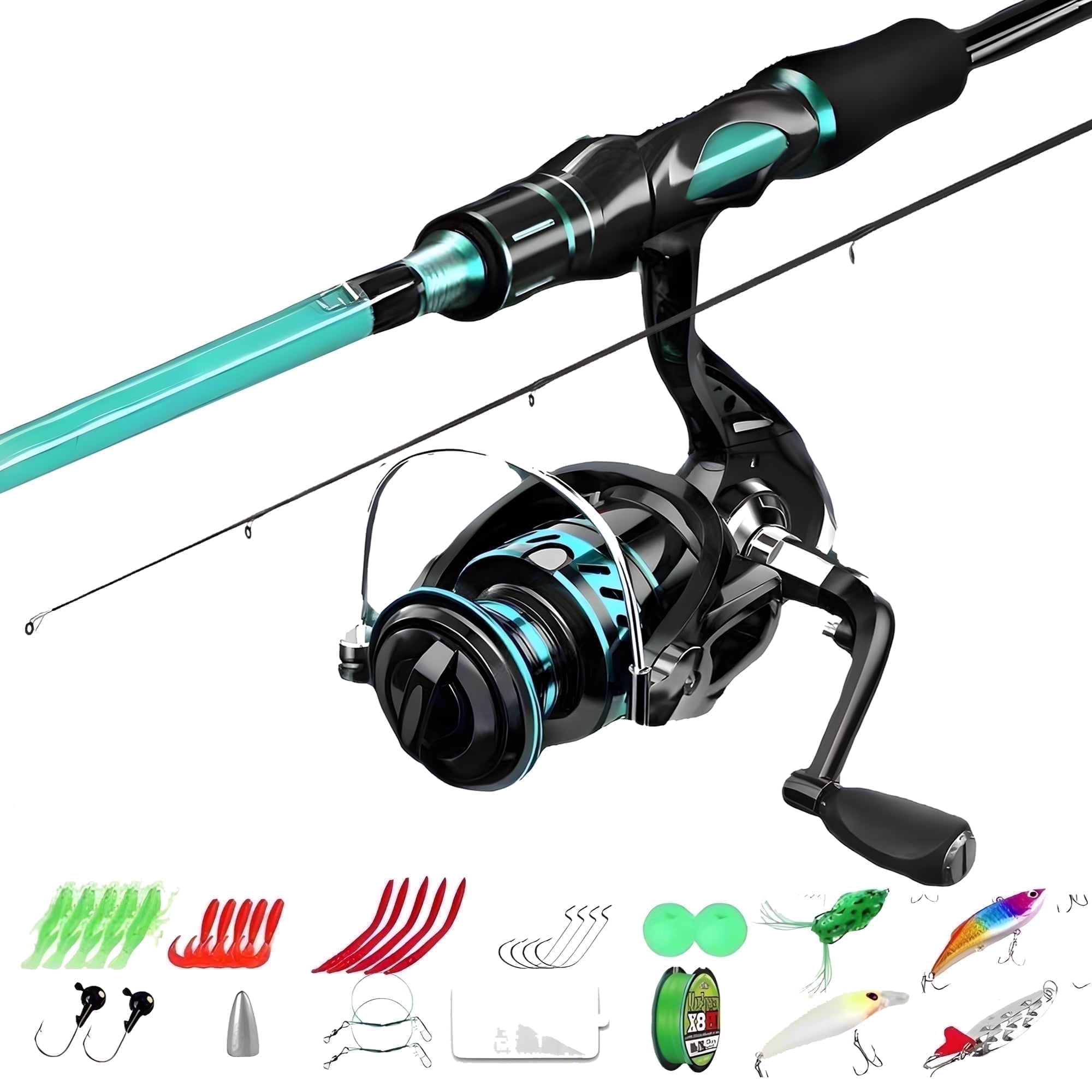 BlueFire 2-Piece Baitcasting Fishing Rod & Reel Combo, 6.8-Foot Carbon ...