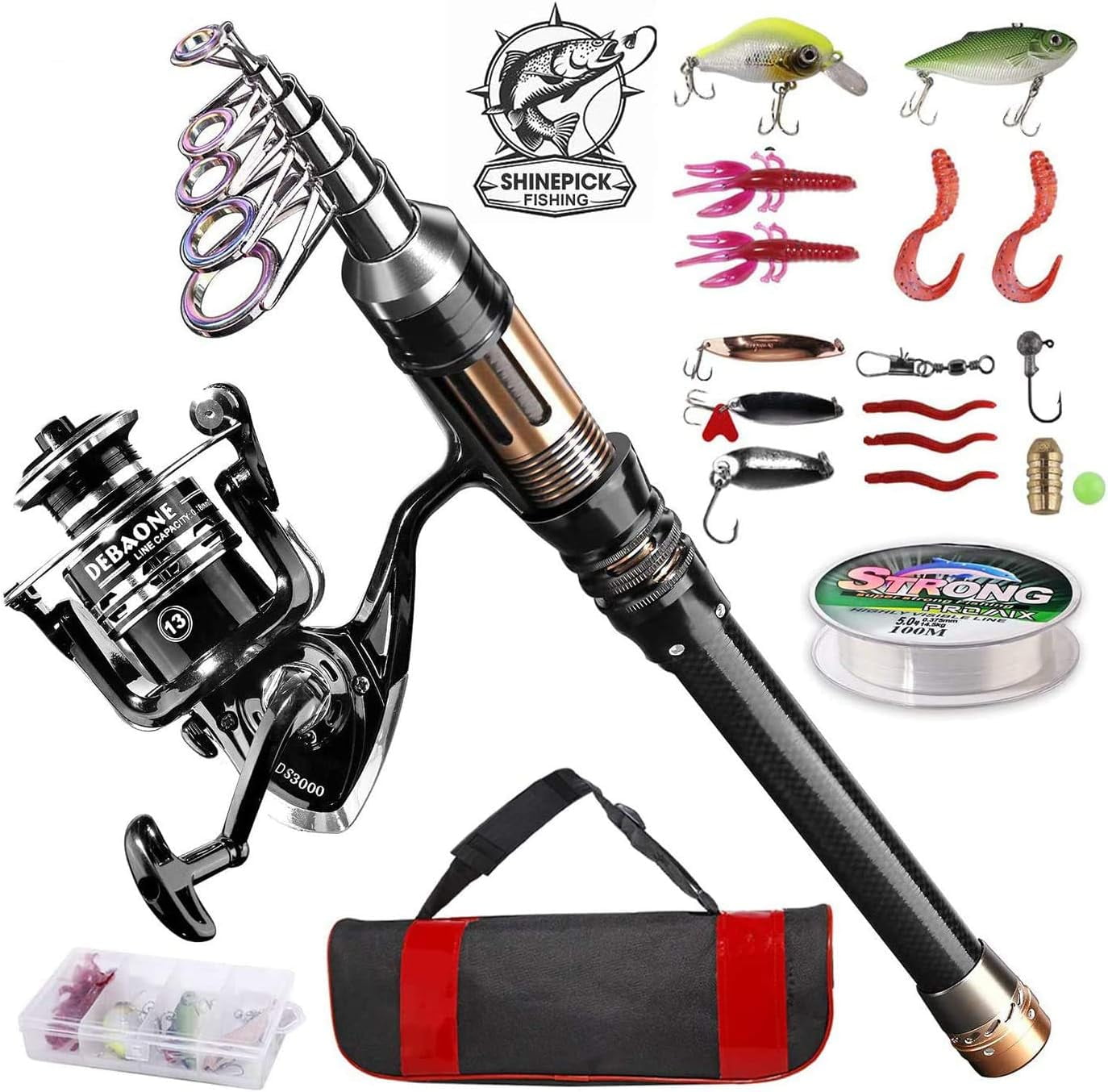 Fishing Rod Kit, Telescopic Fishing Pole and Reel Combo Full Kit with ...