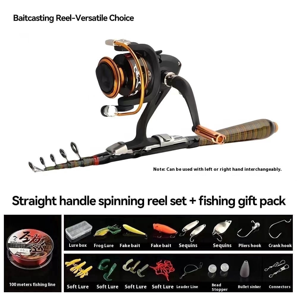 Portable Fishing Rod Set: 4-Section Baitcasting & Spinning Combo with ...