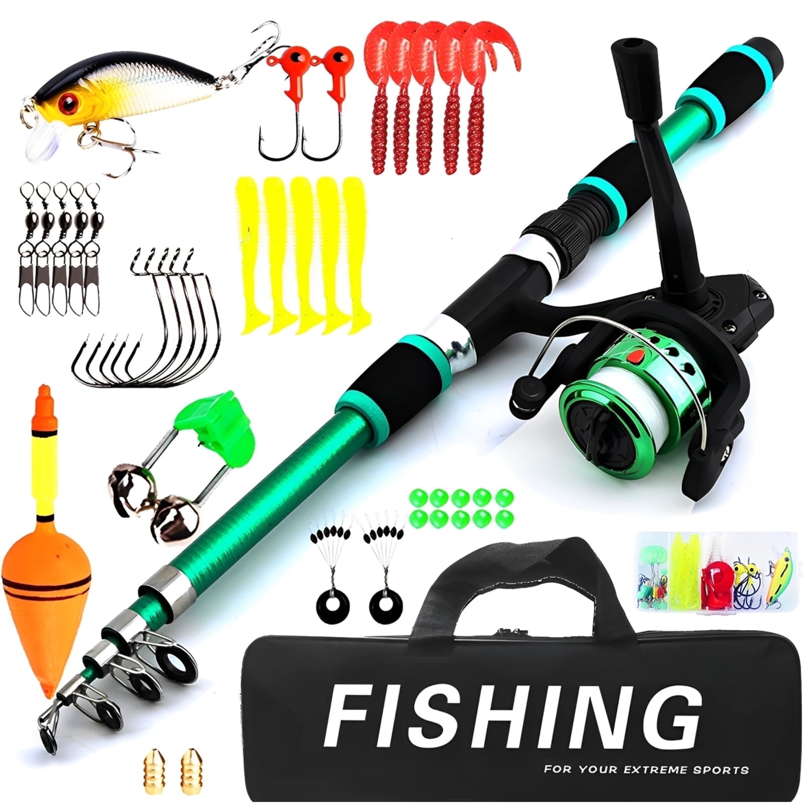 Fishing Rod and Reel Combo, 70 Inch Telescopic Casting Rod Pole with ...